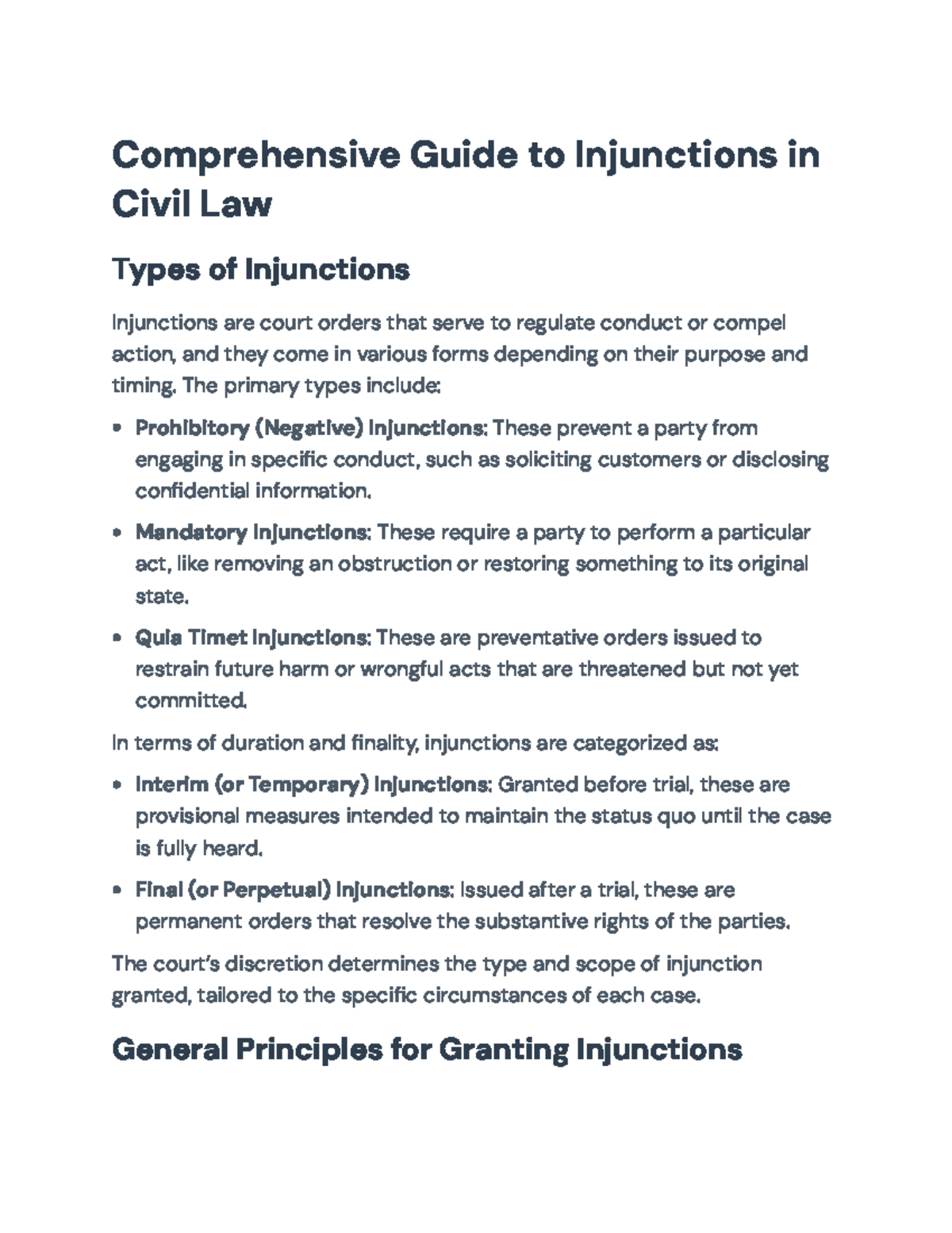 Comprehensive Overview of Injunctions in Civil Law: Types & Principles ...