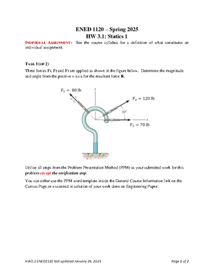 HW3p1 STatics and Trig - ENED1120 - ENED 1200 from 9 learns livell 17 ...