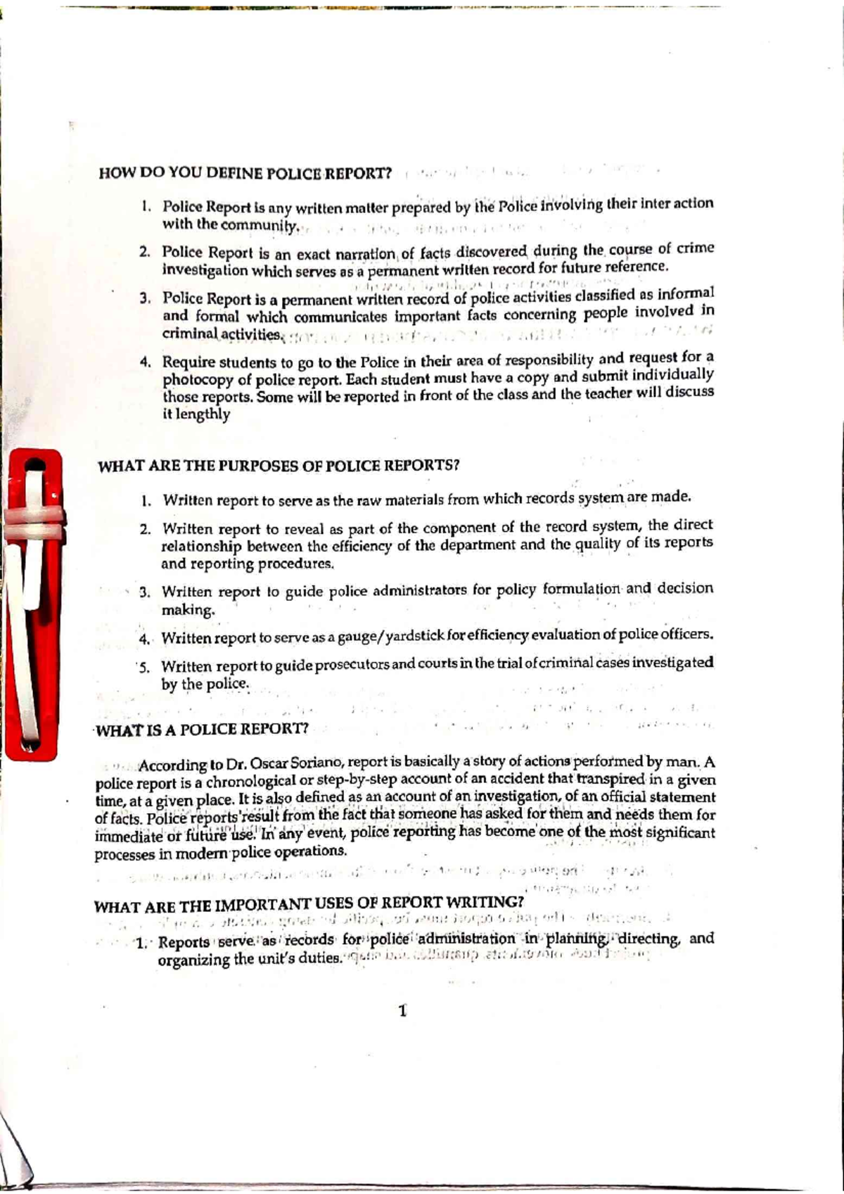 Investigative Report Writing -CDI5 - Criminal Justice - Studocu