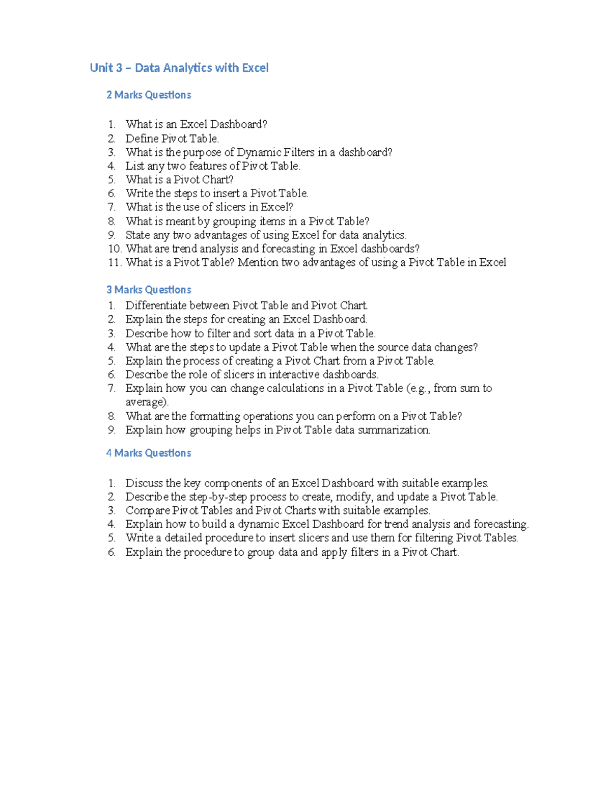 UNIT-3 & UNIT-4 Data Analytics and Visualization Question Bank with ...
