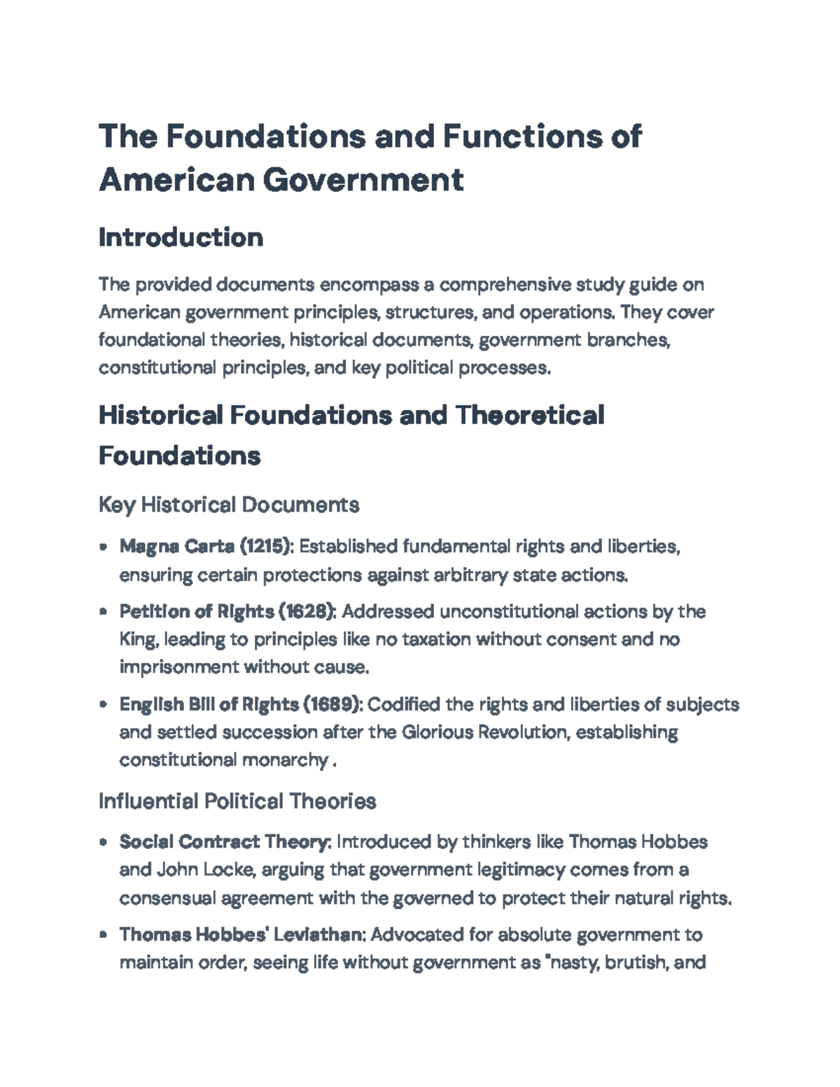 Foundations and Functions of American Government Study Guide (POLS 101 ...
