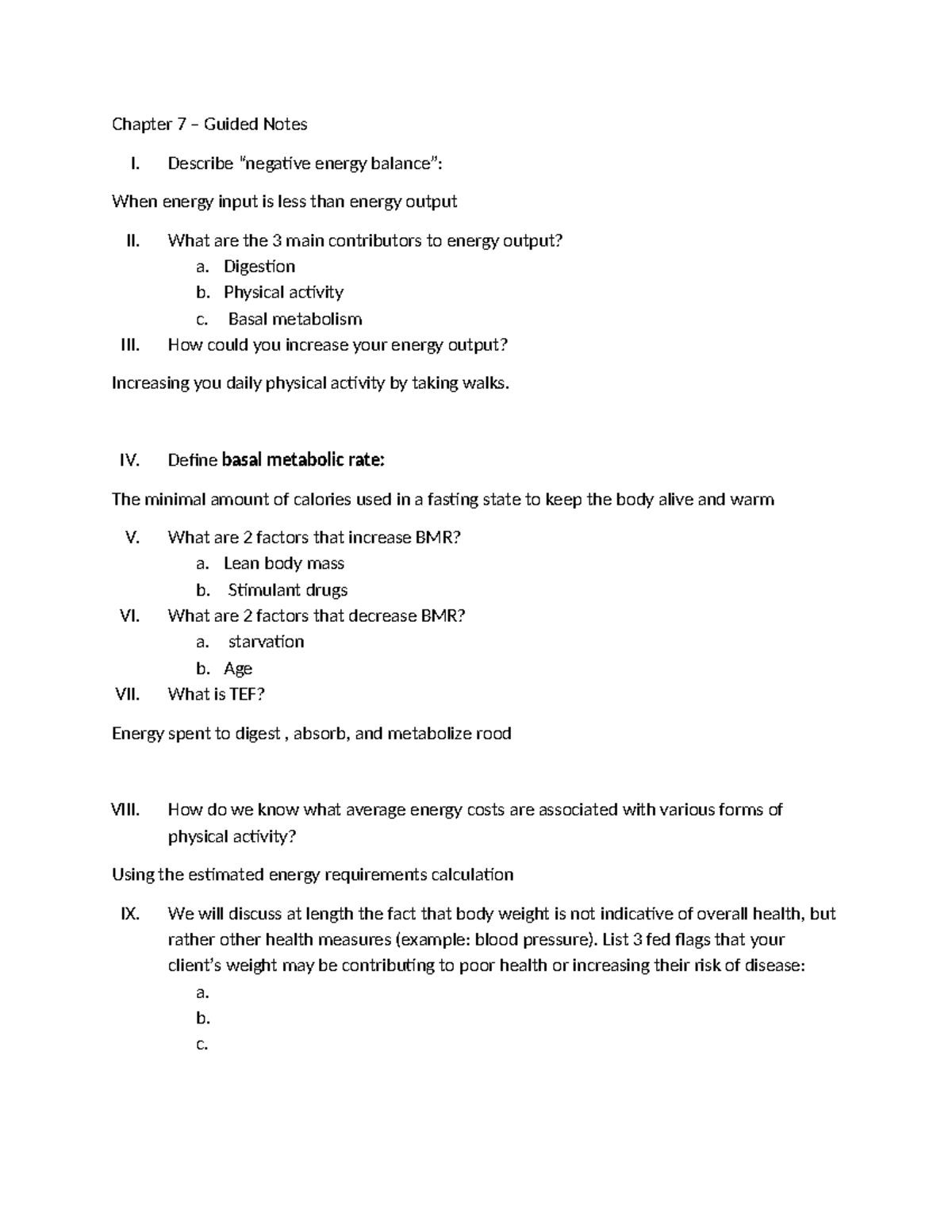 Chapter 11 Practice Questions on Energy and Metabolism - Studocu