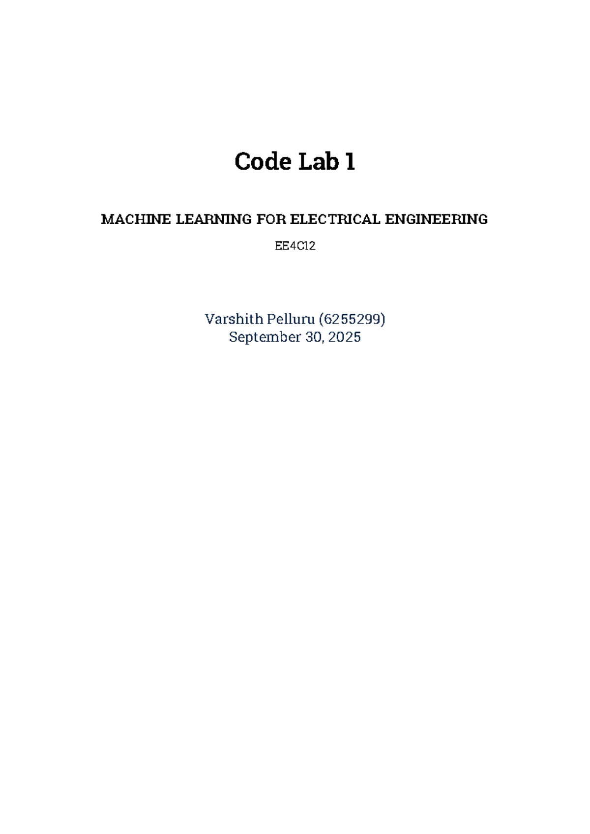 EE4C12 Code Lab 1: Machine Learning Lab Assignment - Studeersnel
