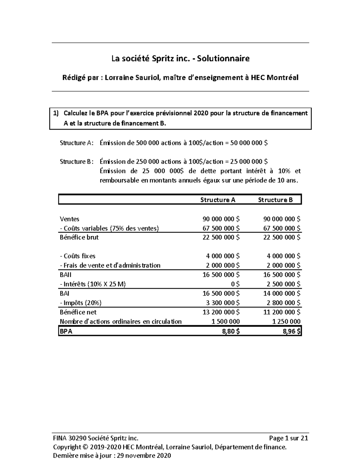 FINA 30290 A20 - S12 - Société Spritz - Solution - FINA 30290 Société ...