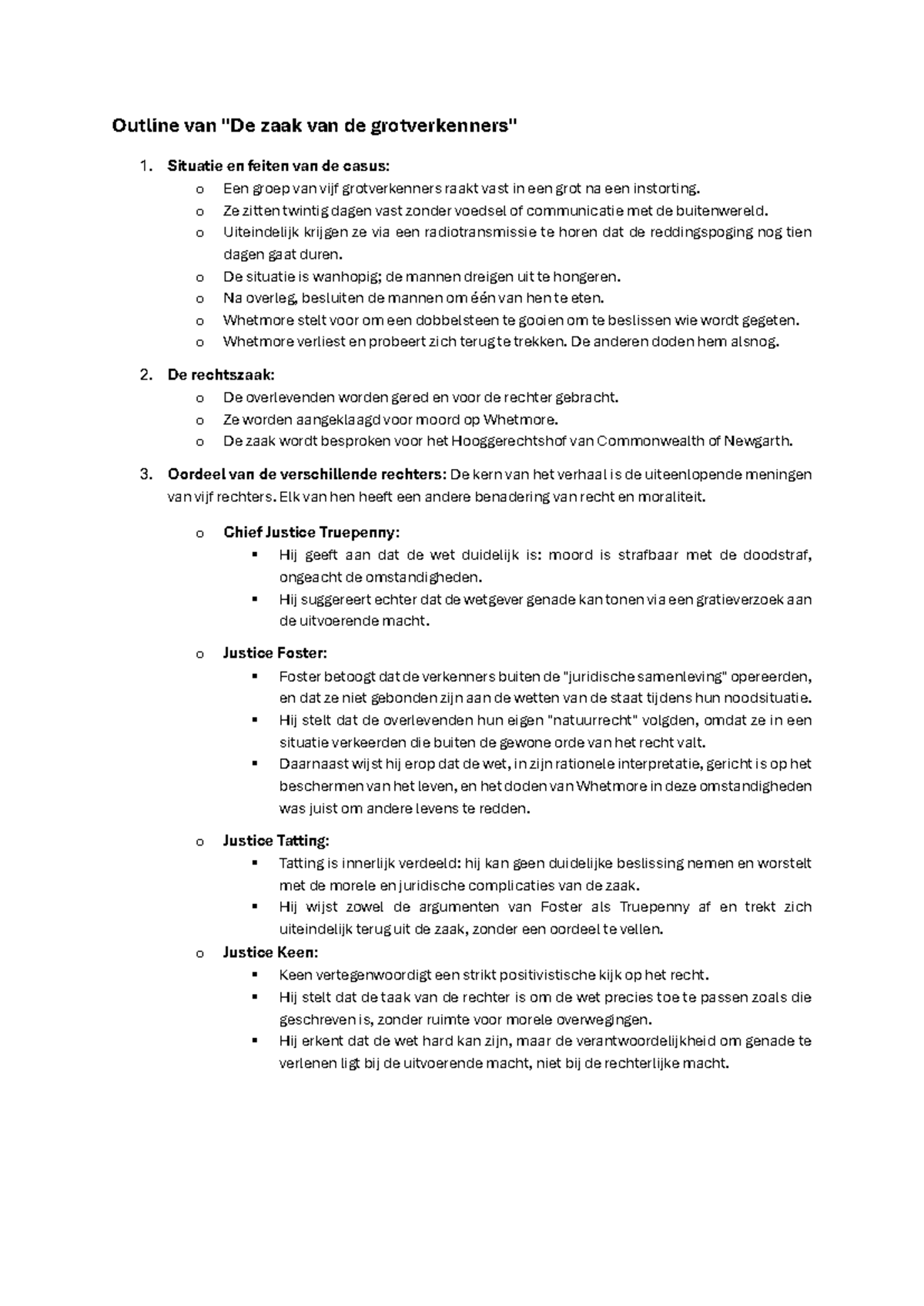 Outline van de zaak Grotverkenners (Hooggerechtshof Newgarth) - Studeersnel
