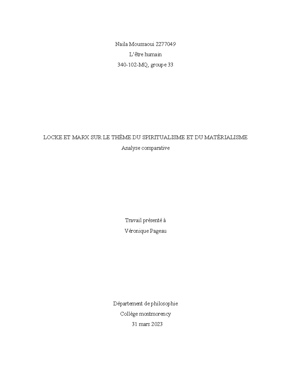 Analyse comparative entre Marx et Locke : Spiritualisme vs Matérialisme ...