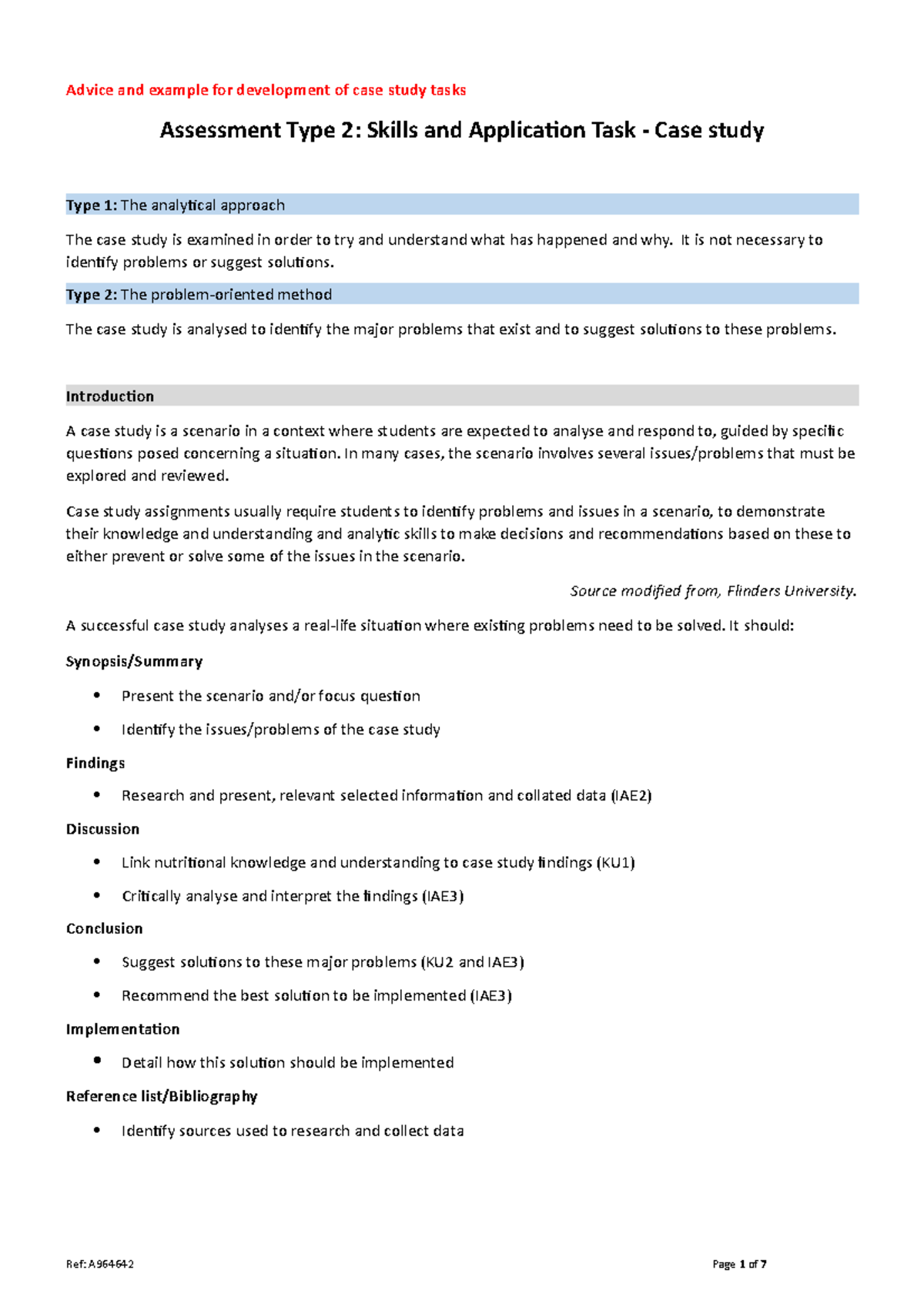 Case Study - 01: Skills Application Task & Analysis Guidance - Studocu