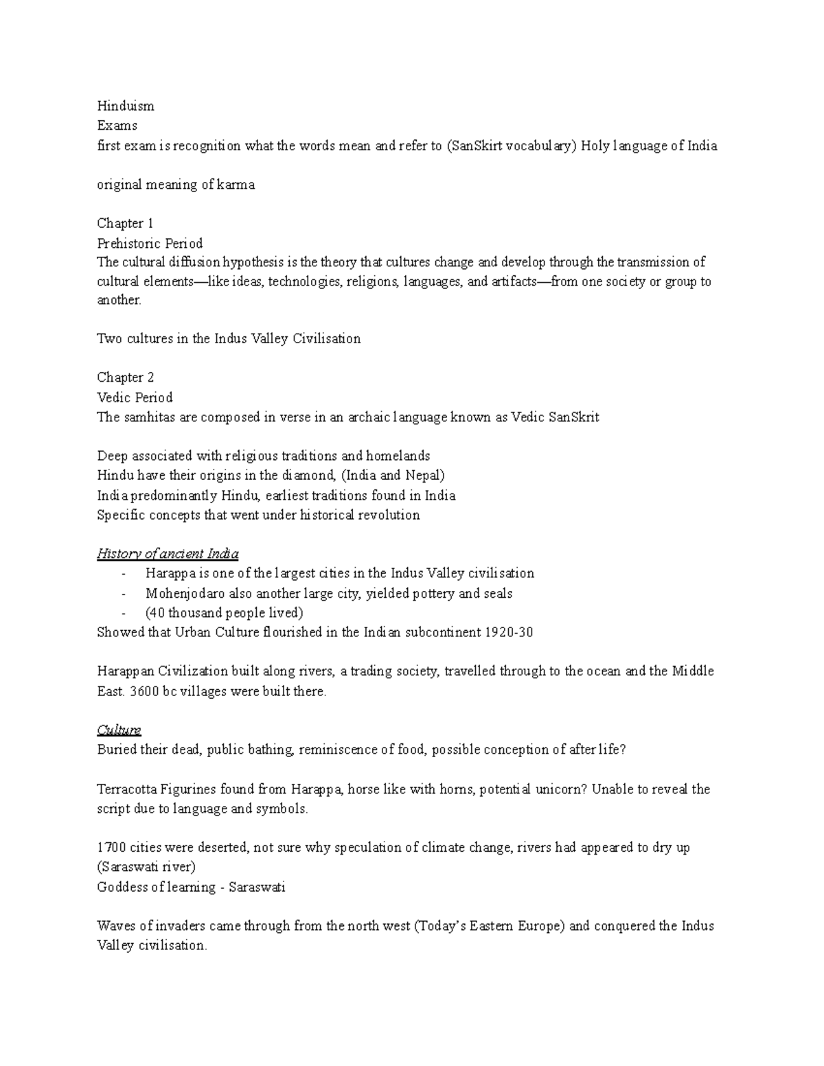 Hinduism and Jainism Exam Notes (Course Code: REL101) - Studocu