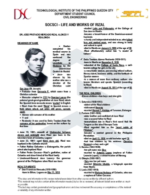 Lesson 2 Development Of Filipino Nationalism - LIFE AND WORKS OF JOSE RIZAL Manual Title 1 2 The ...