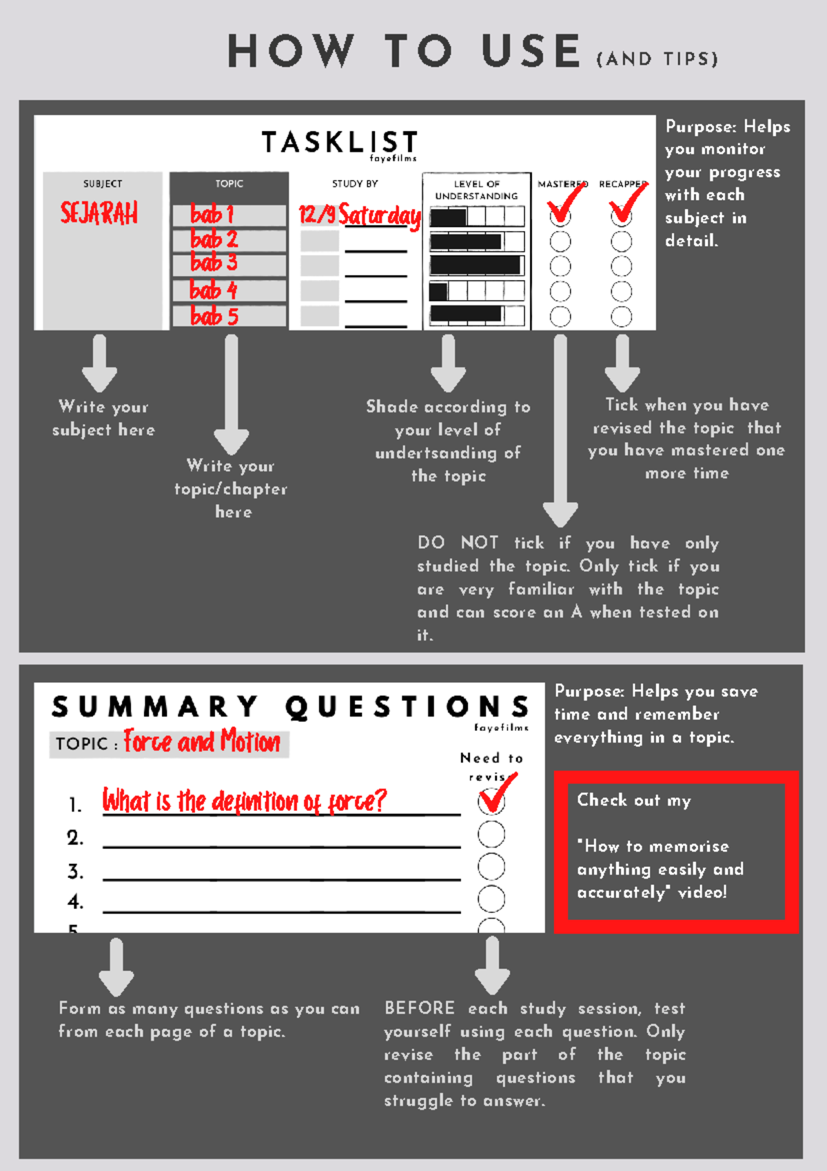 PINK fayefilms study template - H O W T O U S E Write your subject here ...