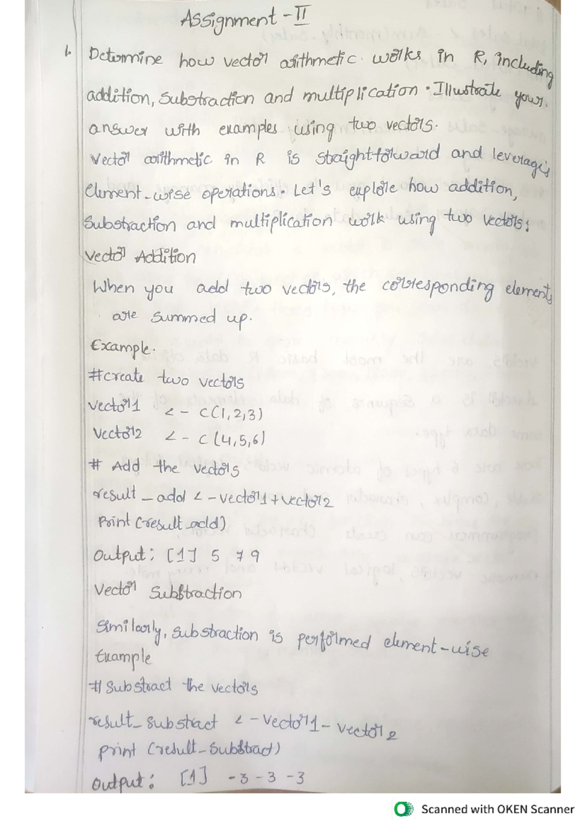 FD assignment 2 - Assignment Determine works in R, how vector ...