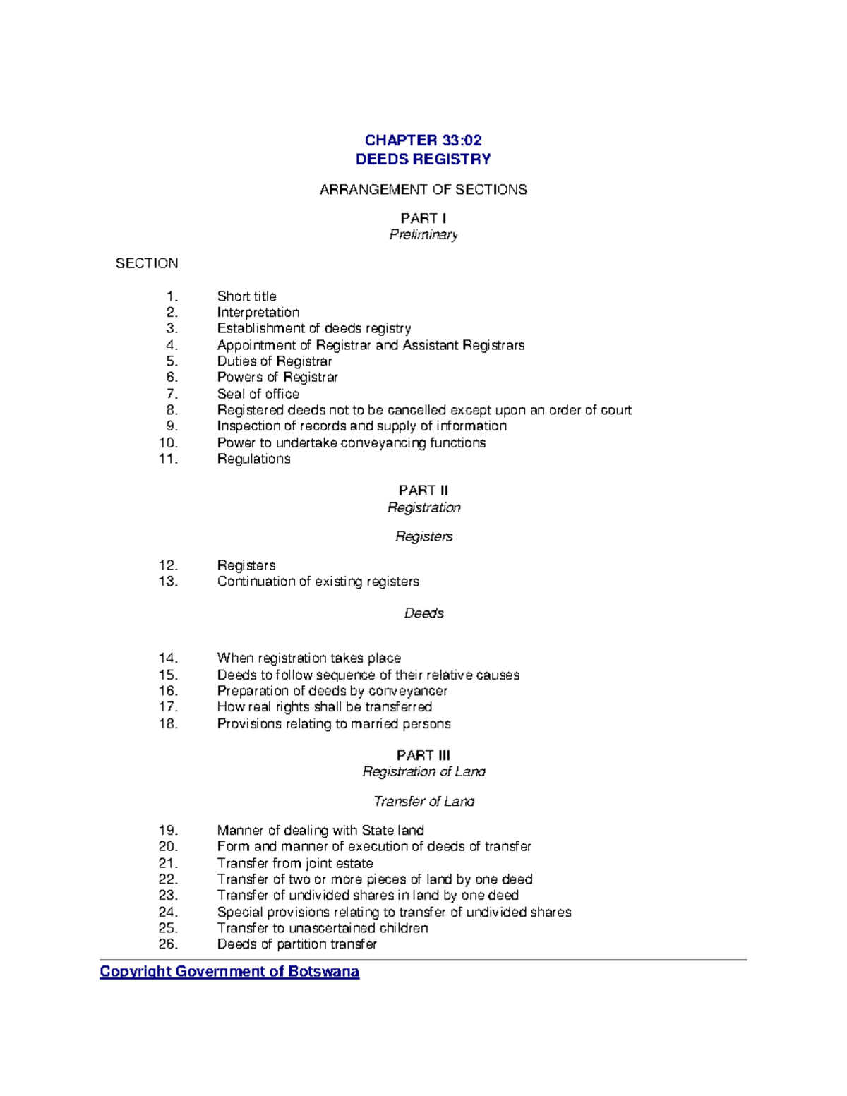 Deeds Registry Act: Chapter 33 Overview and Section Breakdown - Studocu