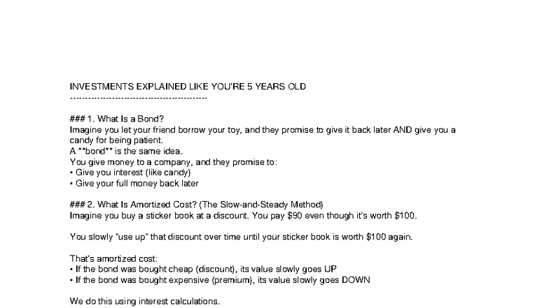 Investment Notes Simplified: Understanding Bonds and Interest - Studocu