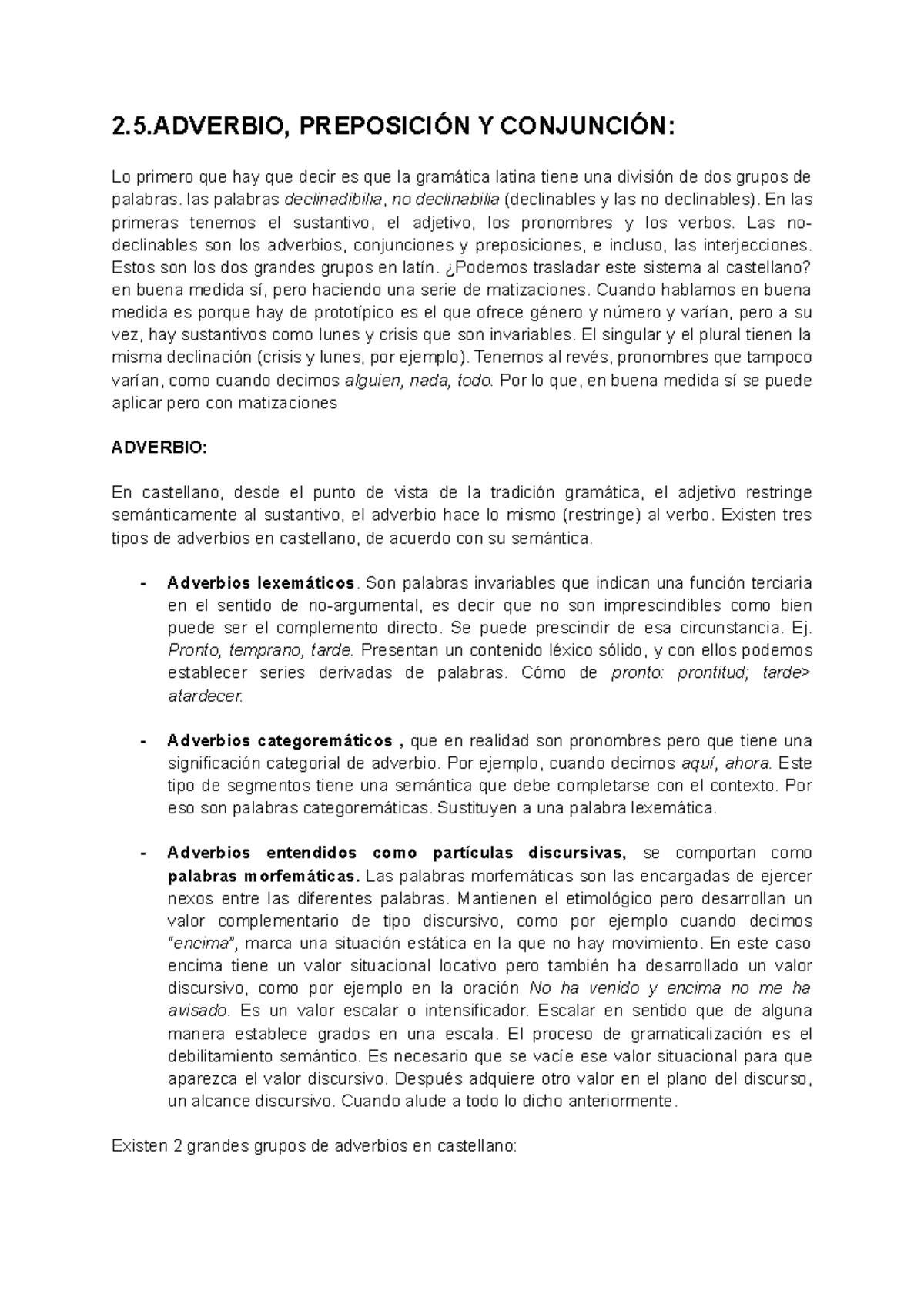 Adverbio, preposición y conjunción - 2.5, PREPOSICIÓN Y CONJUNCIÓN: Lo ...