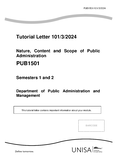 PUB1501 - Unisa - Nature, Content and Scope of Public Administration ...