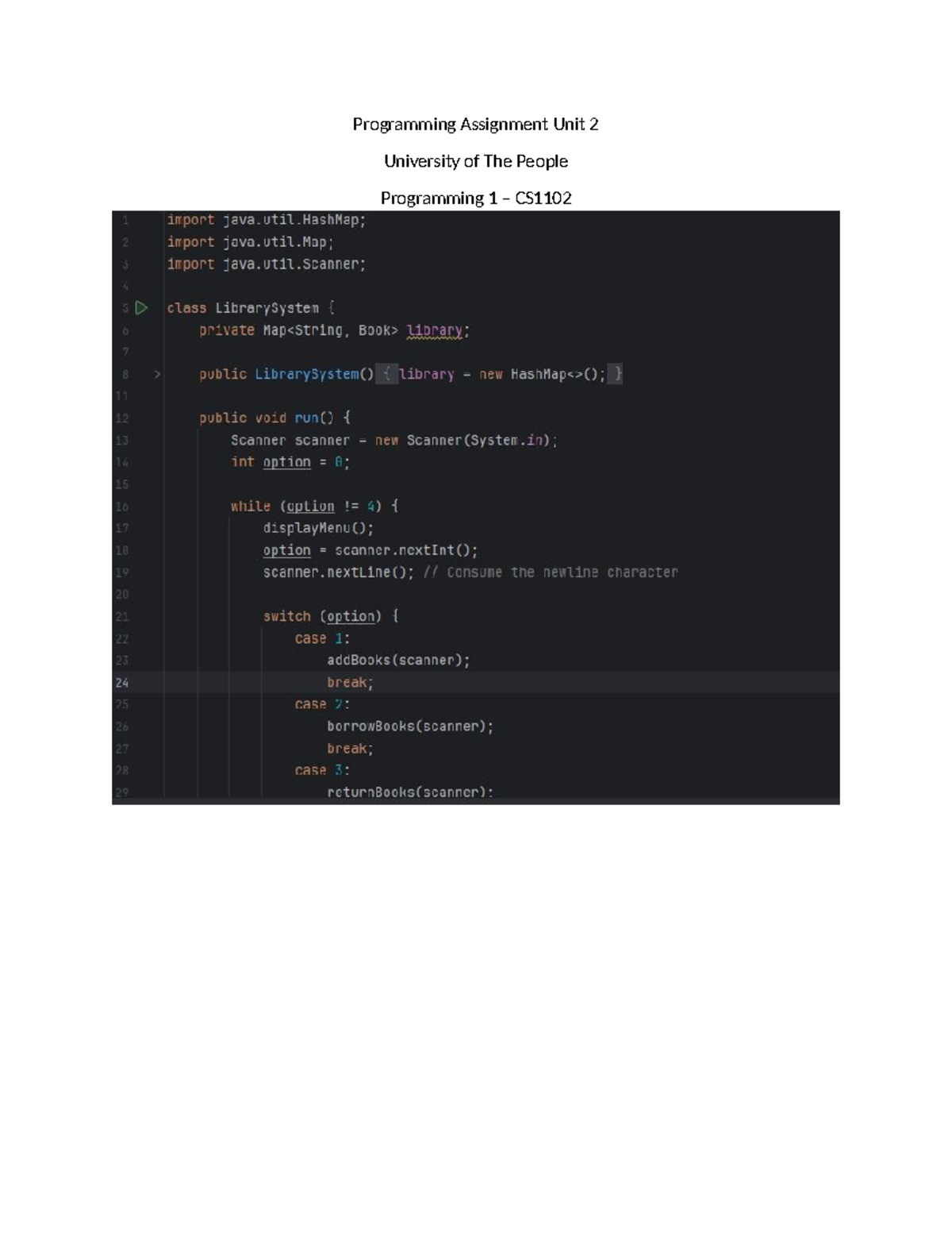 Programming Assignment Unit 2 - CS 1102 - J. (2022). Introduction to programming using Java ...