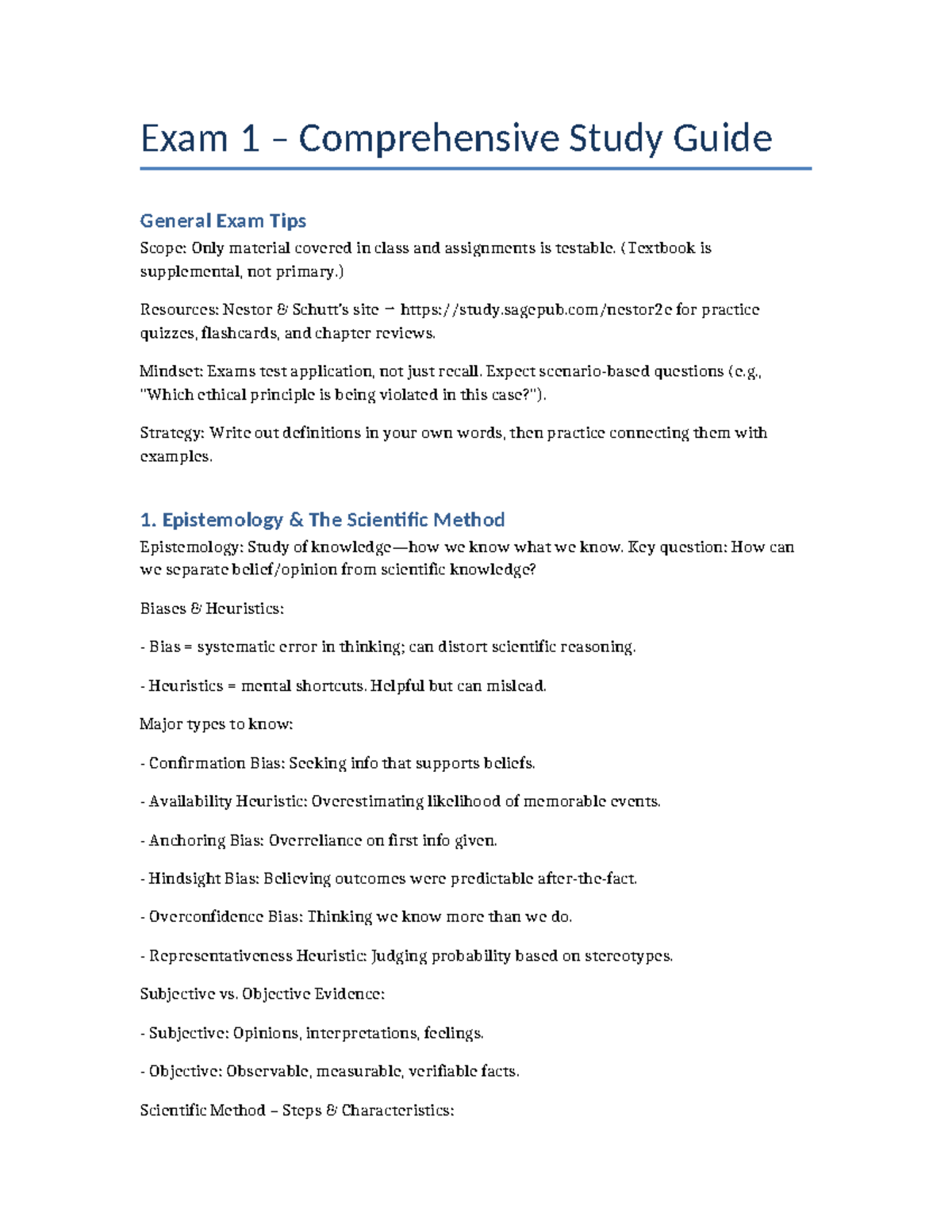 Exam 1 Study Guide: Comprehensive Tips & Key Concepts - Studocu