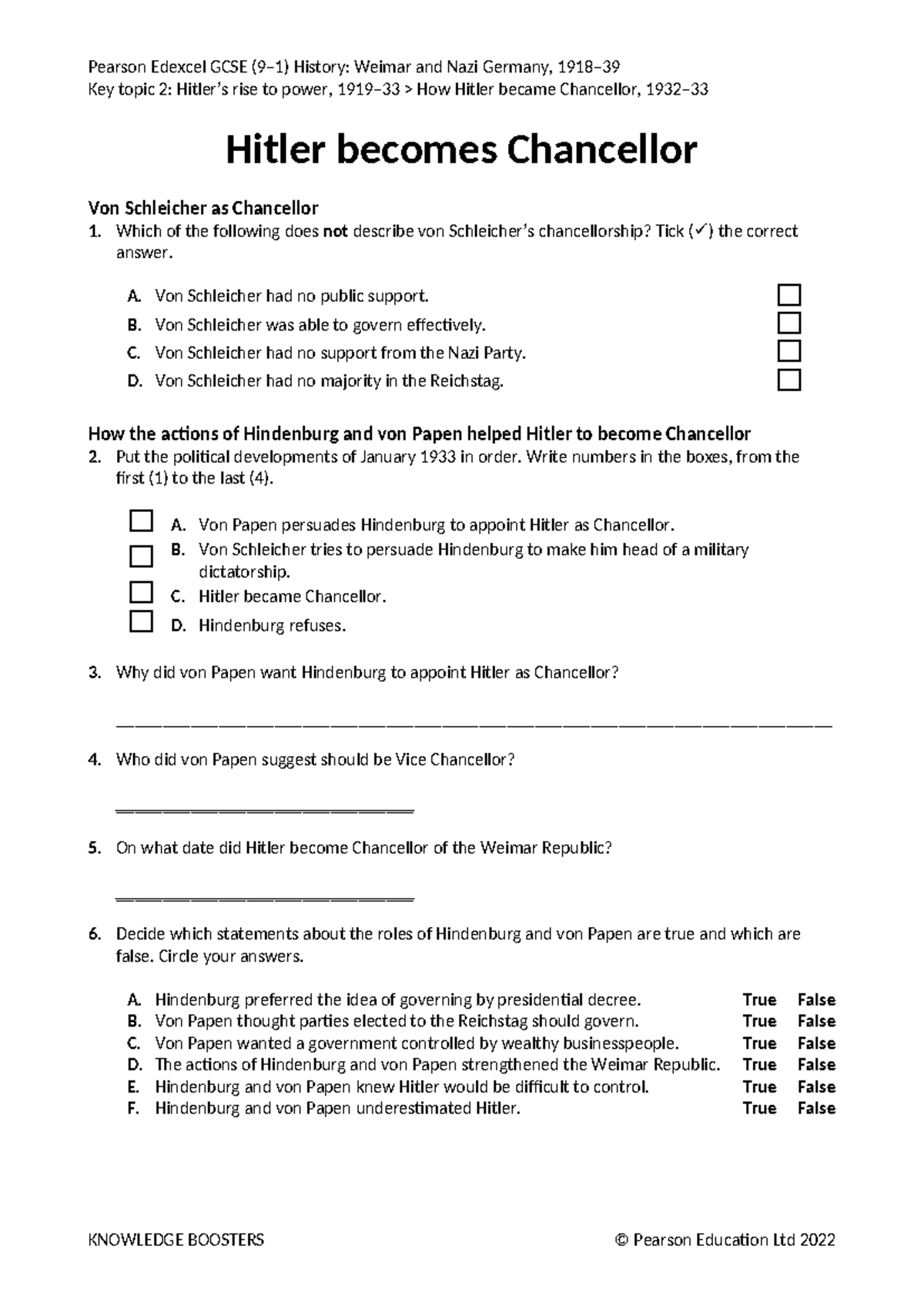 Pearson Edexcel GCSE History: Weimar & Nazi Germany - Hitler's Rise to ...