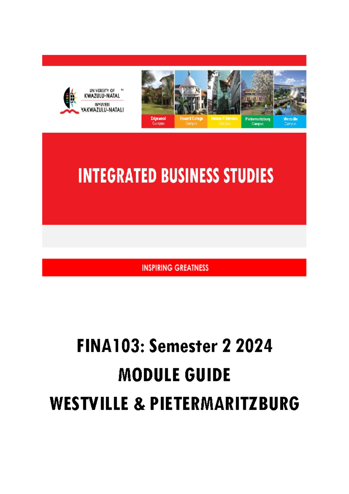 FINA103 IBS Module Guide & Assessment Overview for 2024 - Studocu