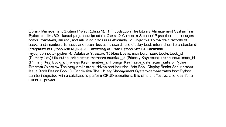 Library Management System Project (Class 12) Overview and ...
