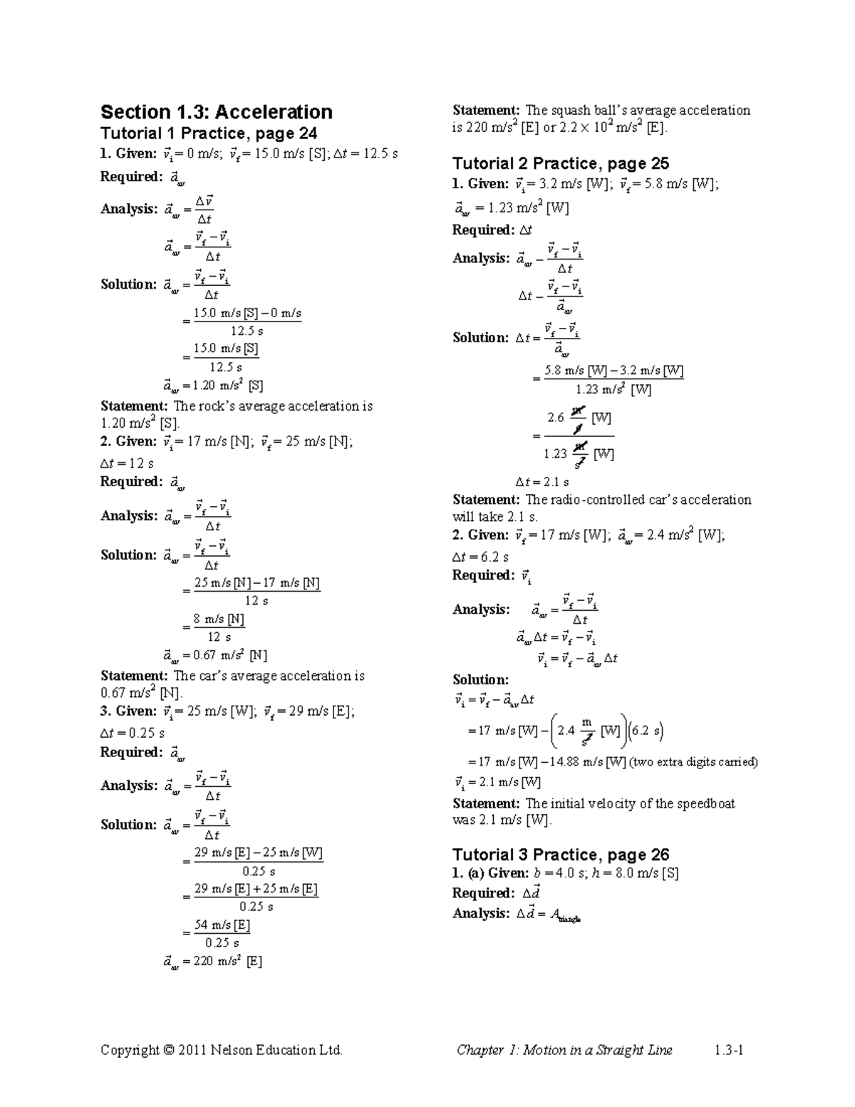 Phys11 sm 01 3 - Acceleration Tutorial 1 Practice and Solutions - Studocu
