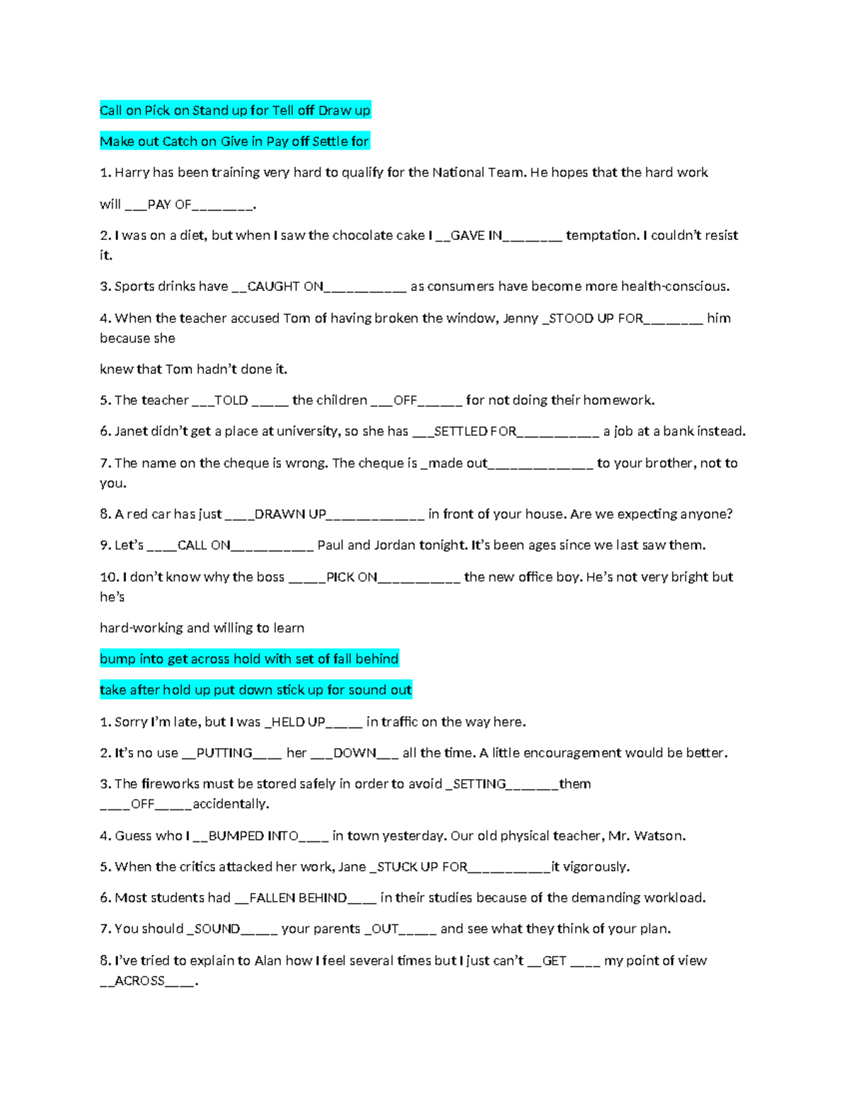 Phrasal Verbs Study Guide - English Language Course (ELC 101) - Studocu