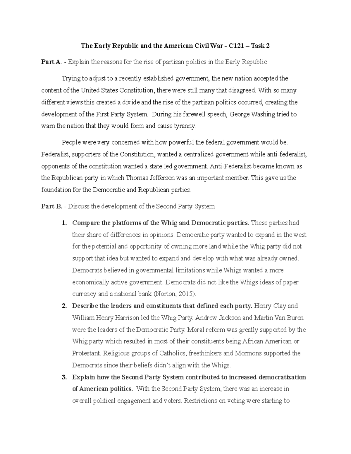 Rise of Partisan Politics and Second Party System in Early America ...