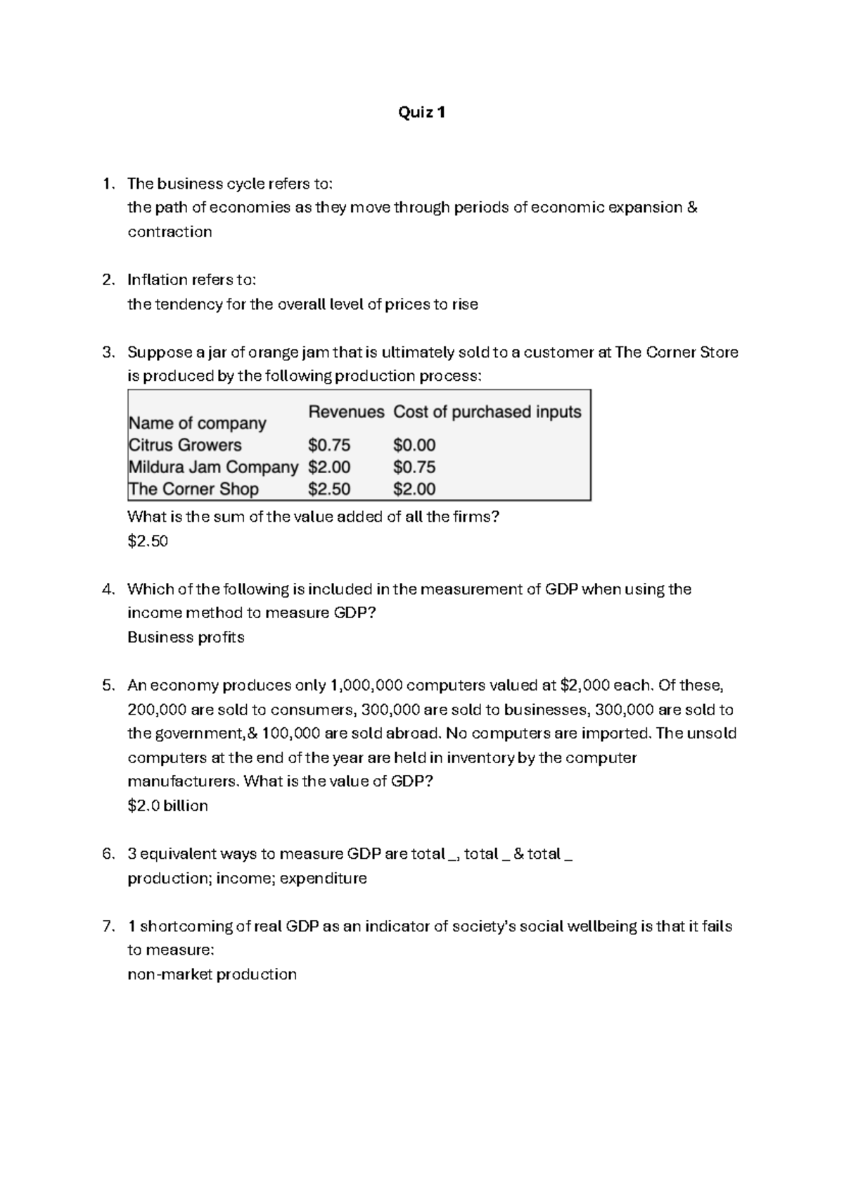 ECON1102 Quiz Part 1 - Key Concepts and Economic Principles - Studocu