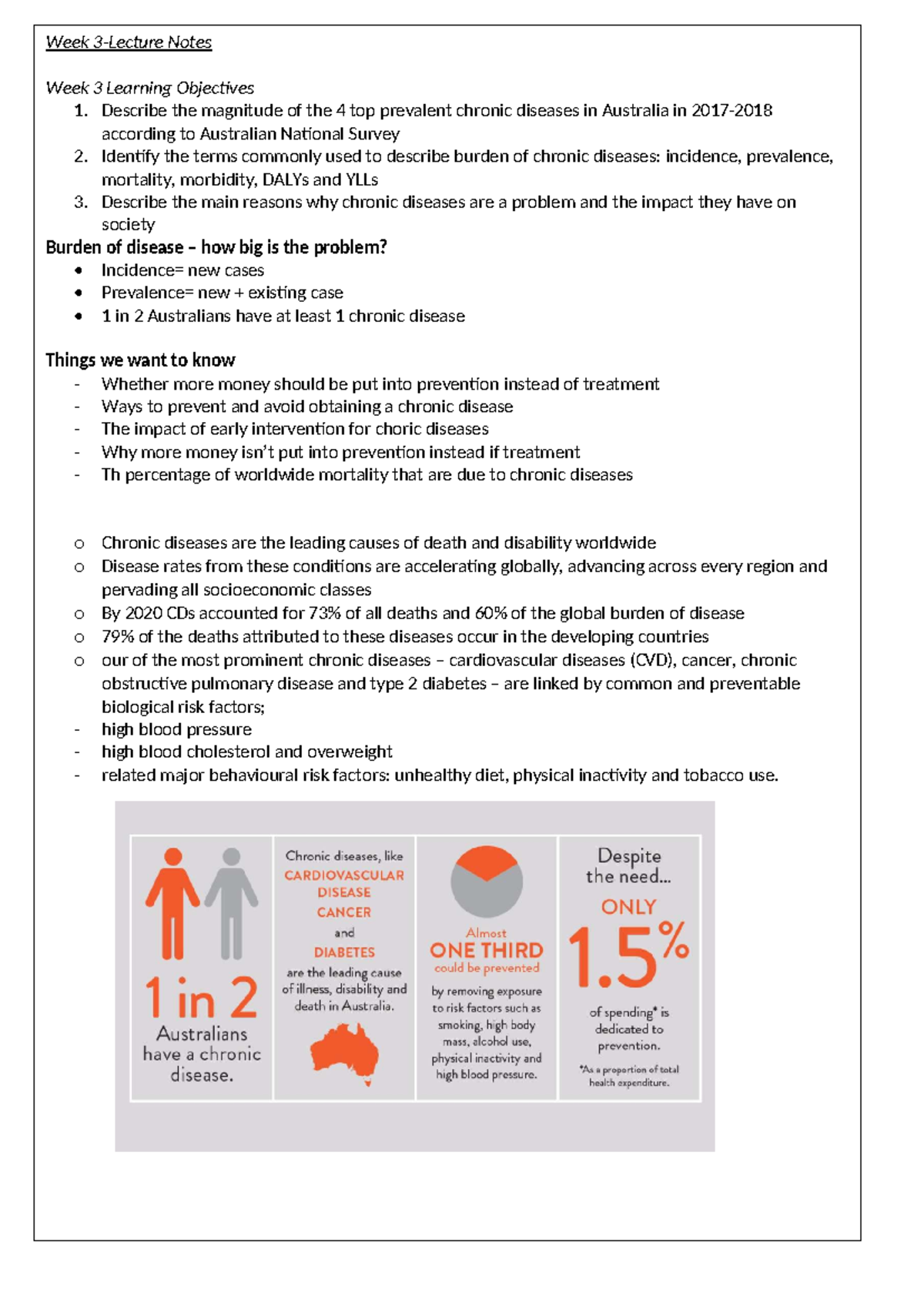 Week 3 Lecture Notes: Understanding Chronic Diseases in Australia - Studocu