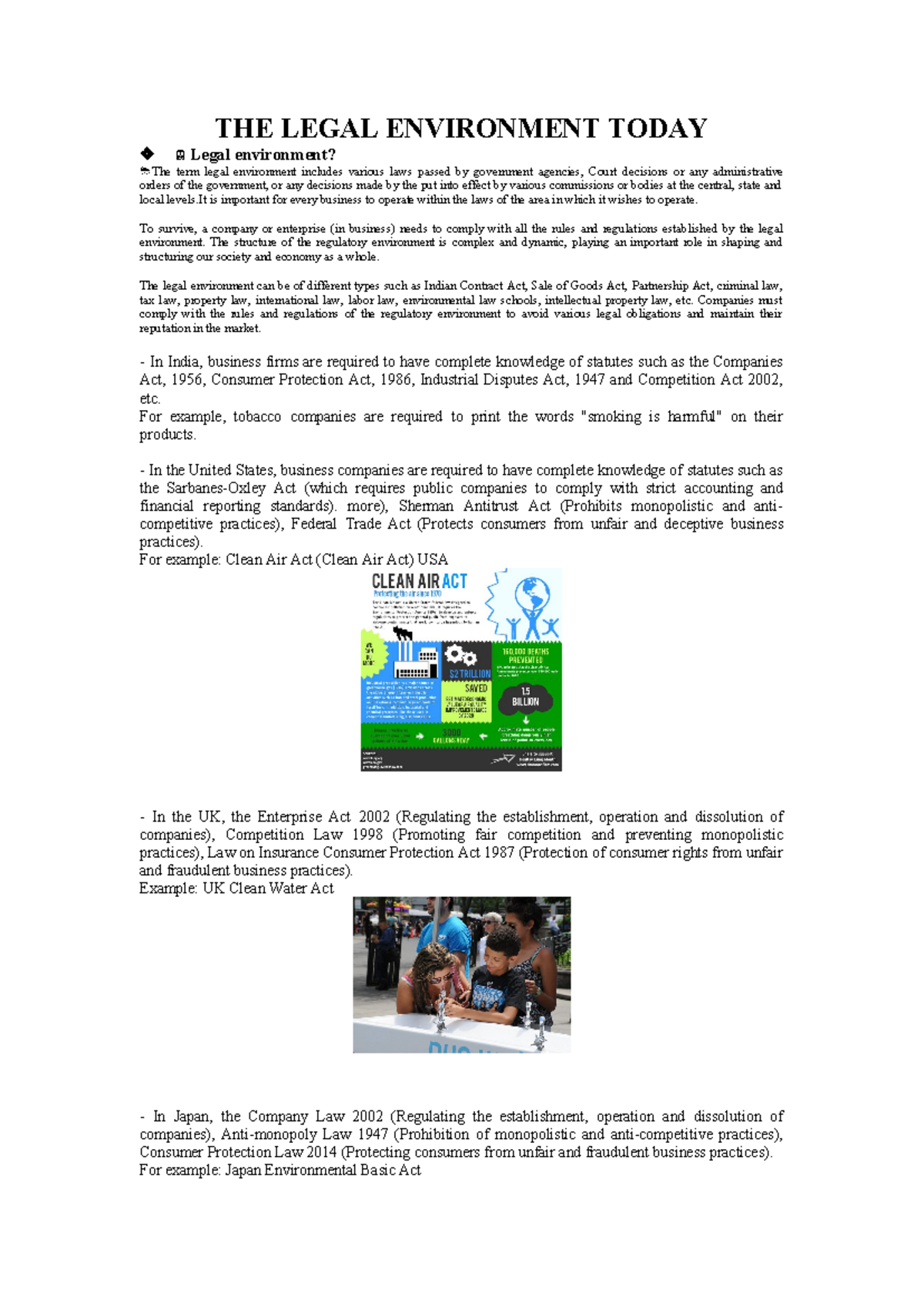(ENG) Understanding the Legal Environment in Business Today - Studocu