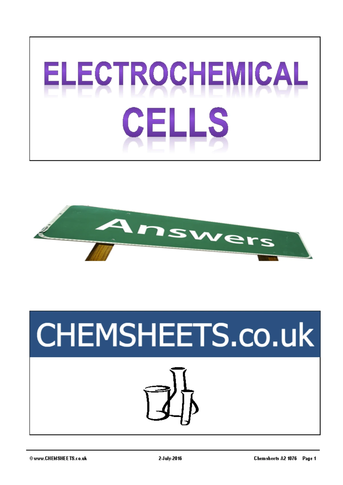 A2 Chemistry: Electrochemistry Booklet Answers and Notes - Studocu