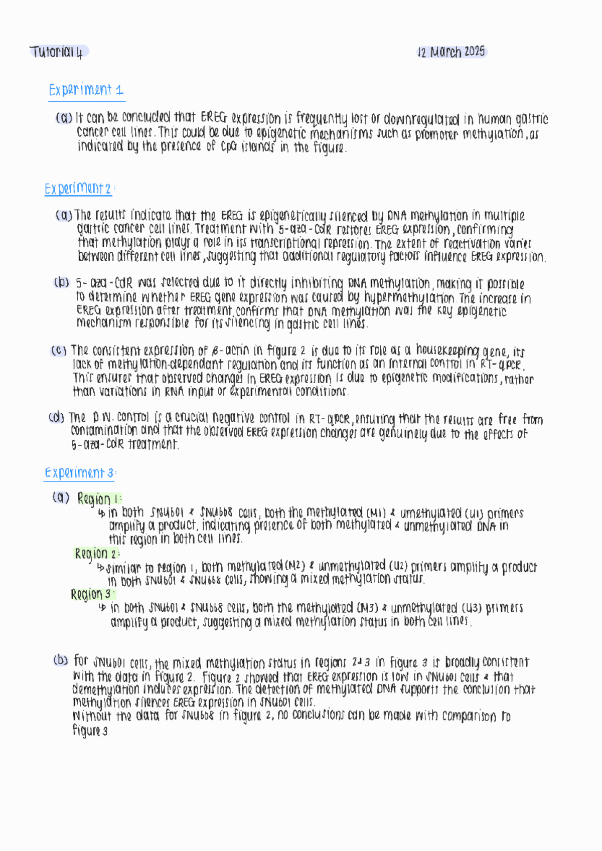 Tutorial Assignment 4: EREG Expression in Gastric Cancer Cell Lines ...