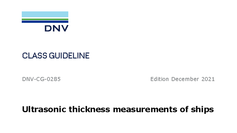 DNV Class Guideline: Ultrasonic Thickness Measurements for Ships (Dec ...