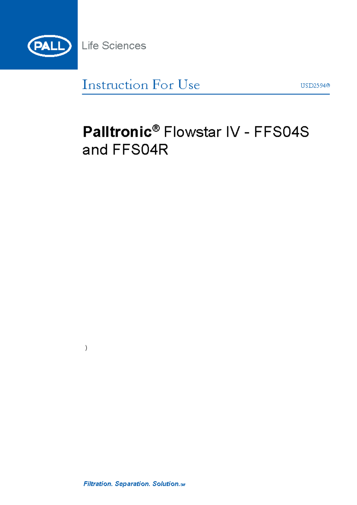 Palltronic Flowstar IV User Manual - Instruction for Use USD2594 - Studocu