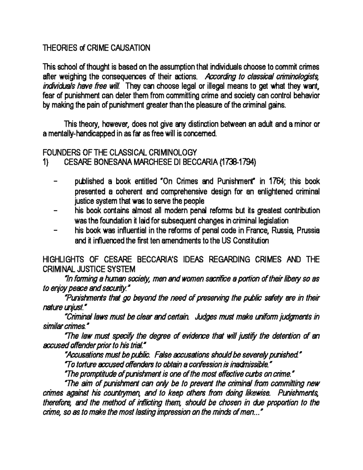 Theories of Crime Causation: A Comprehensive Overview (CRIM 101) - Studocu