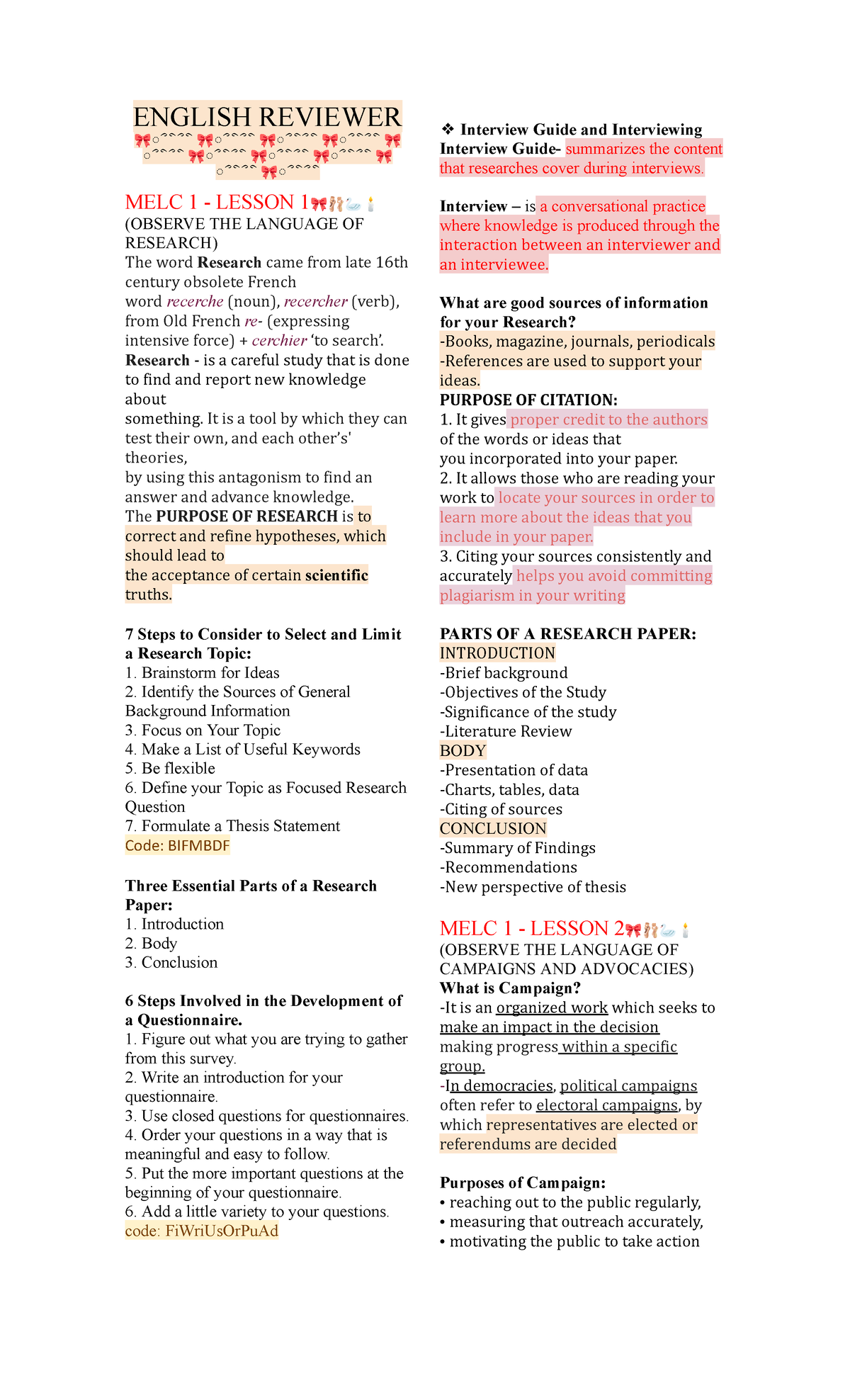 Grade 10 2nd Quarter English Review: Key Concepts and Practices - Studocu