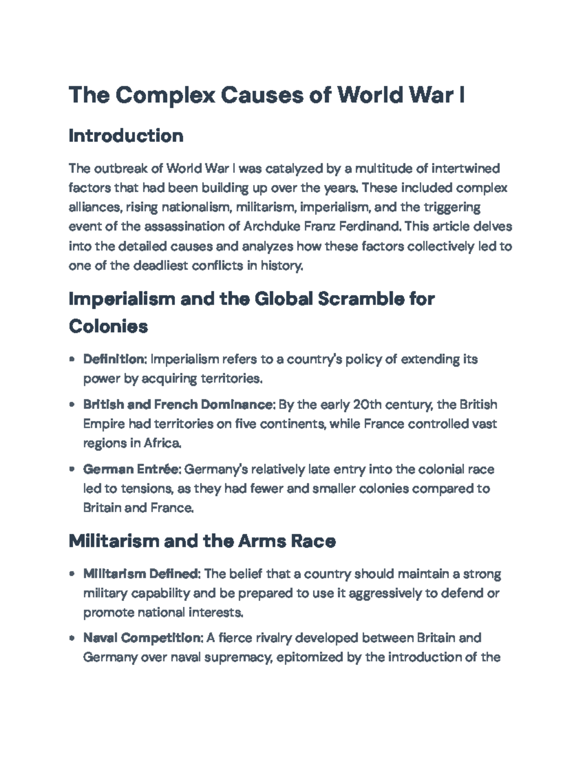 The Complex Causes of World War I: An In-Depth Analysis - The Complex ...