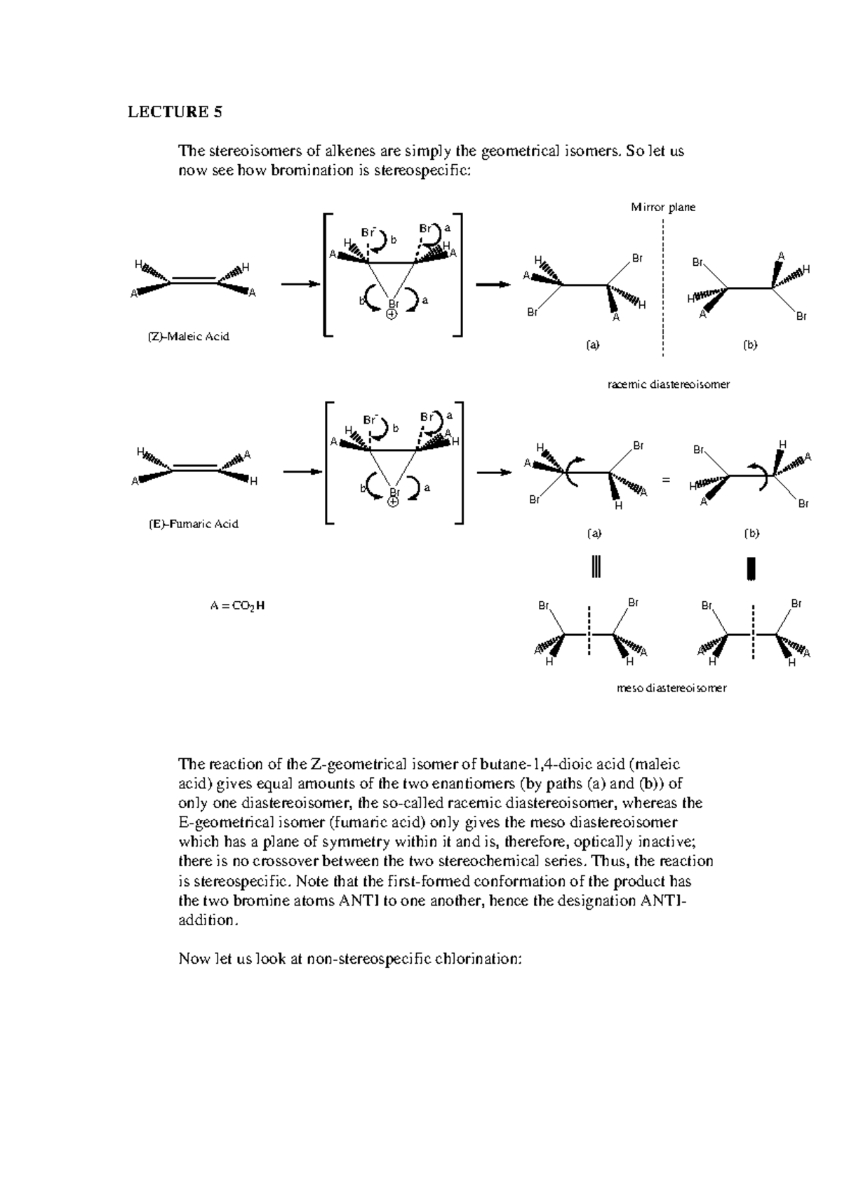 EHS hc5 - Lecture 5: Stereoisomers and Stereospecific Reactions in ...