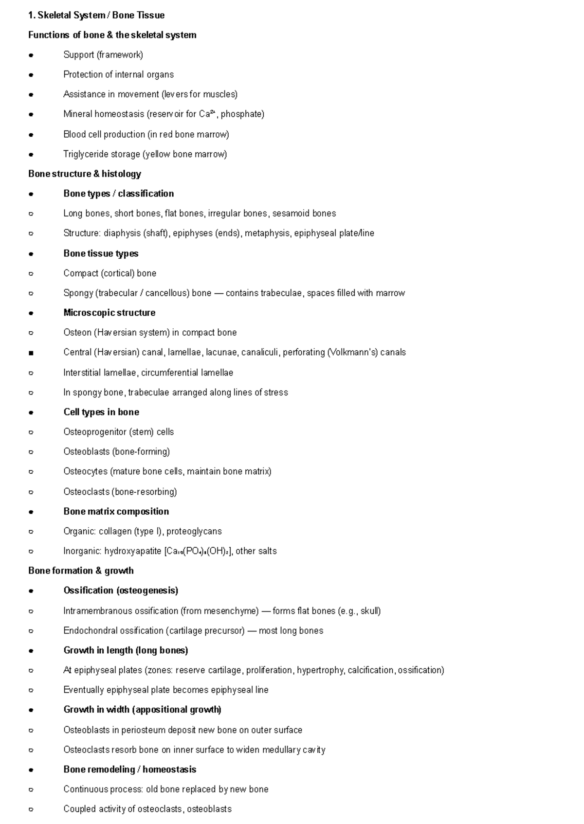 Musculoskeletal Lab Summary Notes (BIO 101) - Studocu