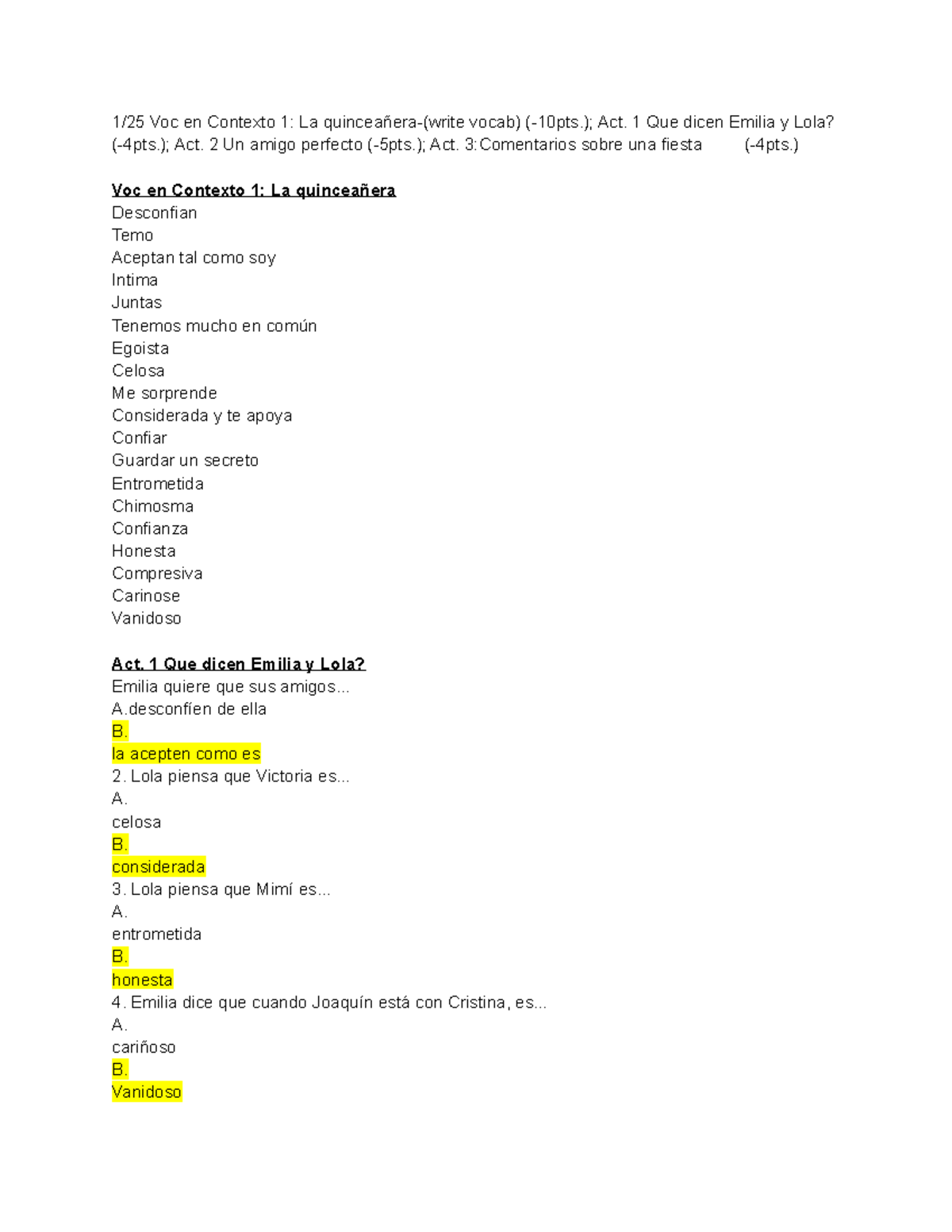 SP 3=WEEK 2 (Q3) 1 25-1 29 - 1/25 Voc en Contexto 1: La quinceañera ...