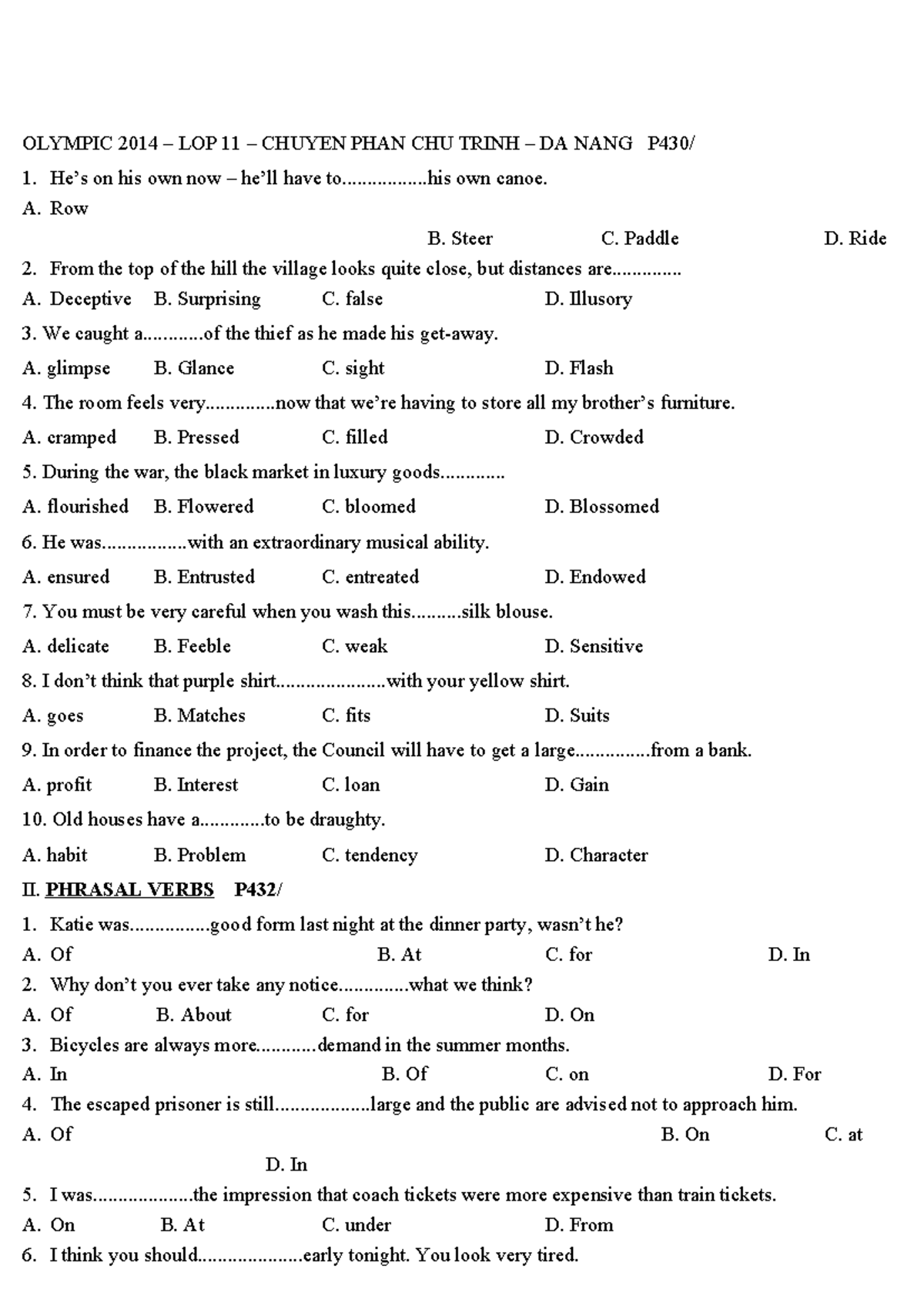 Tuyển Tập Word Choice & Phrasal Verbs - Lexico & Grammar 13597 - Studocu
