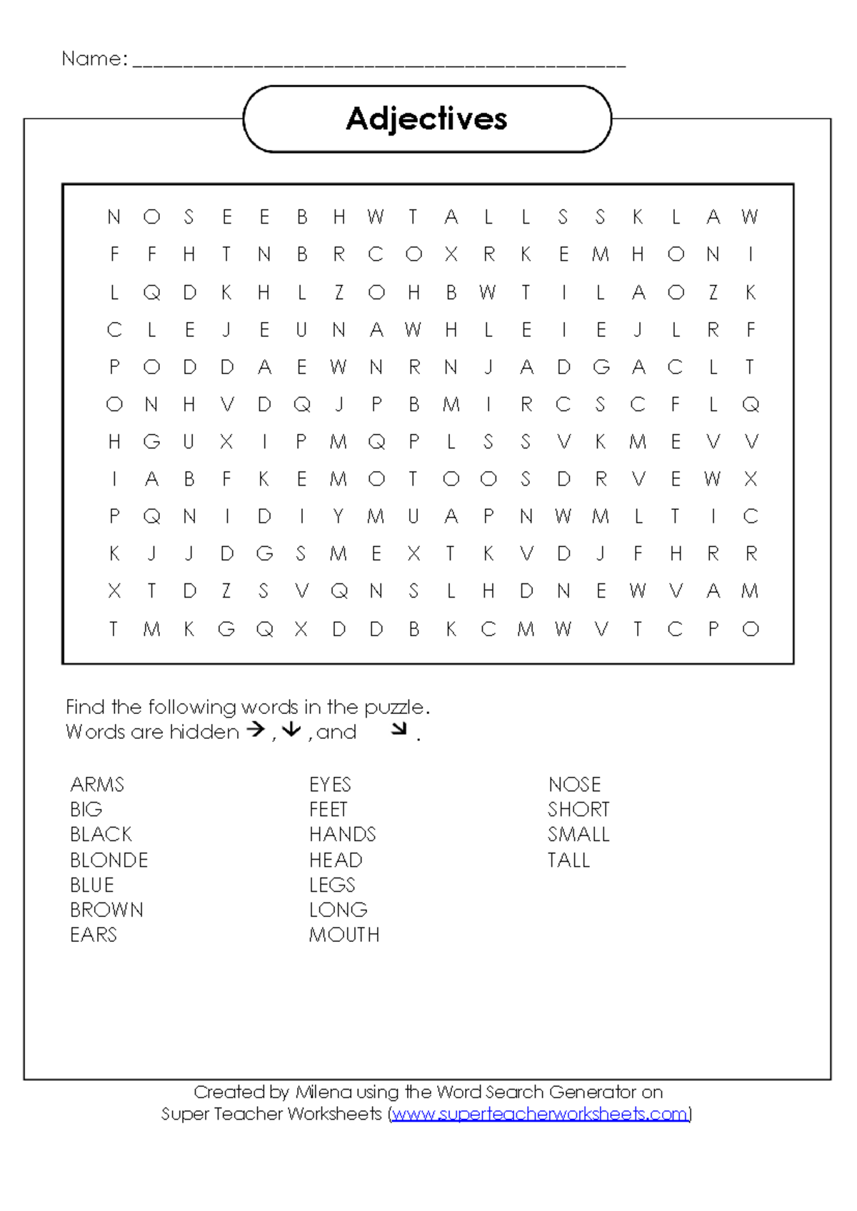 Adjectives Word Search Puzzle Solution - Super Teacher Worksheets - Studocu