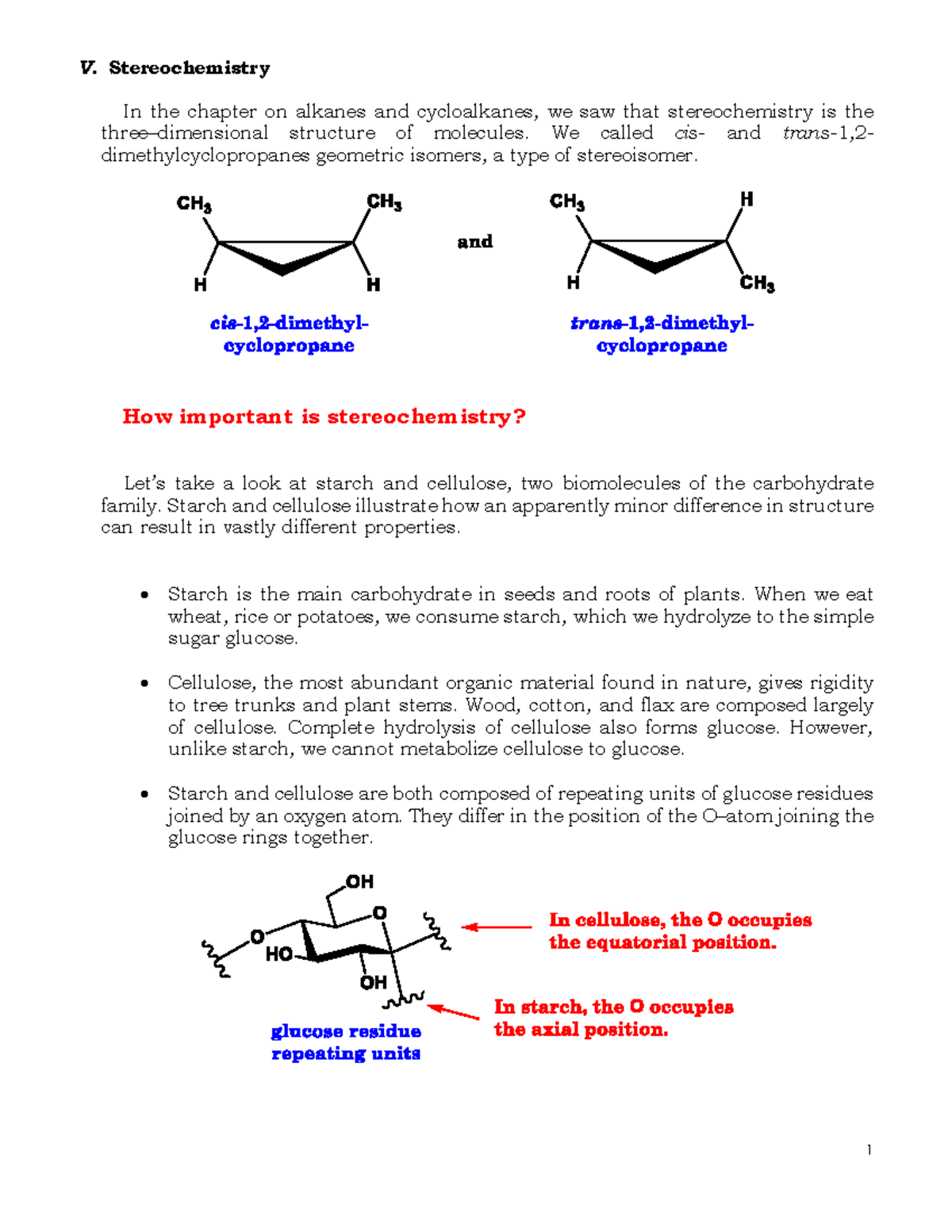 Stereochemistry Notes - V. Stereochemistry In the chapter on alkanes ...