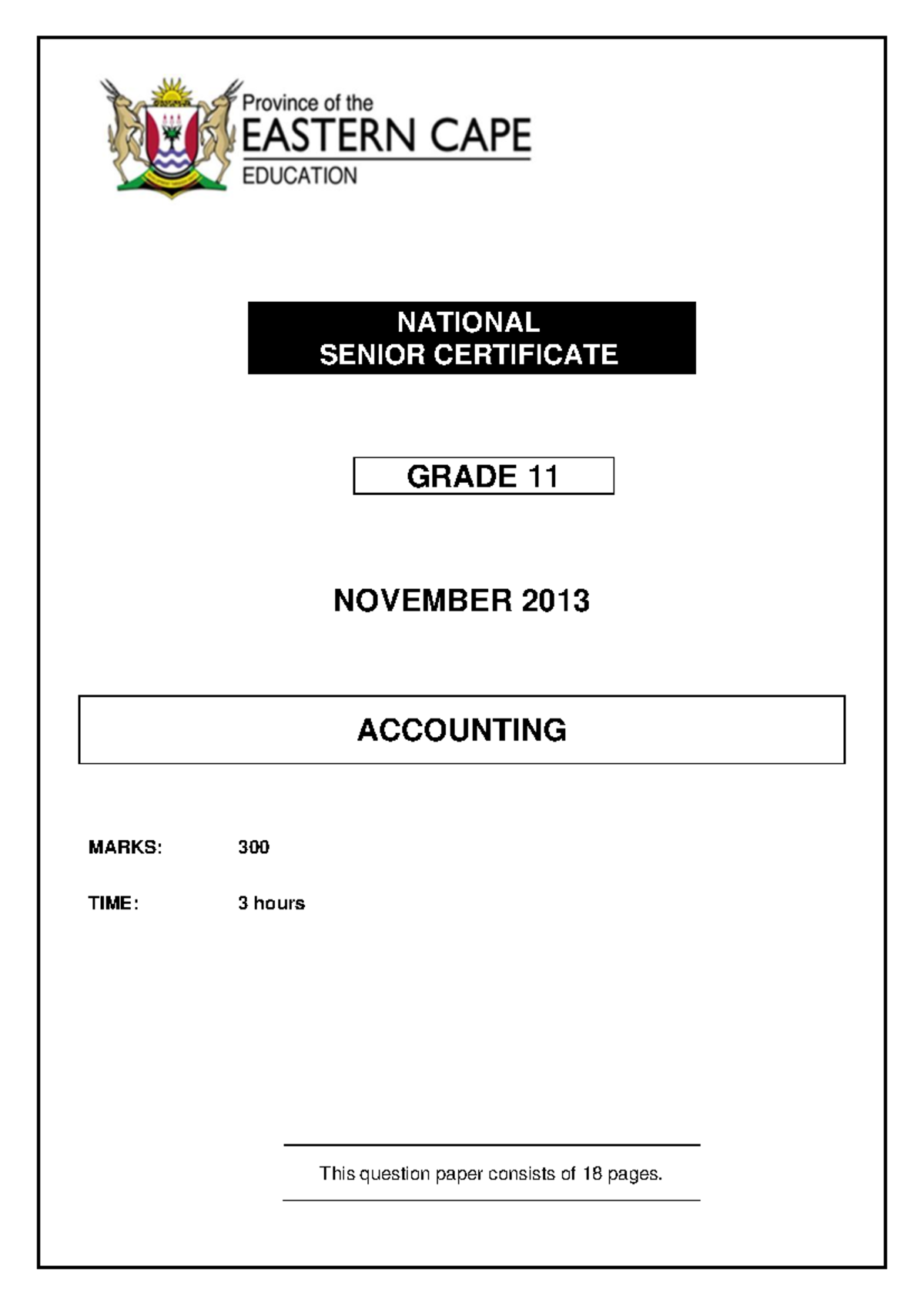 ACCN GR11 QP (Eng) NOV 2013: Comprehensive Accounting Exam Guide - Studocu