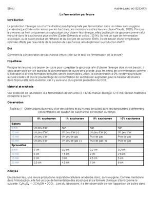 Format du Rapport de Laboratoire en Biologie SBI4U - Studocu
