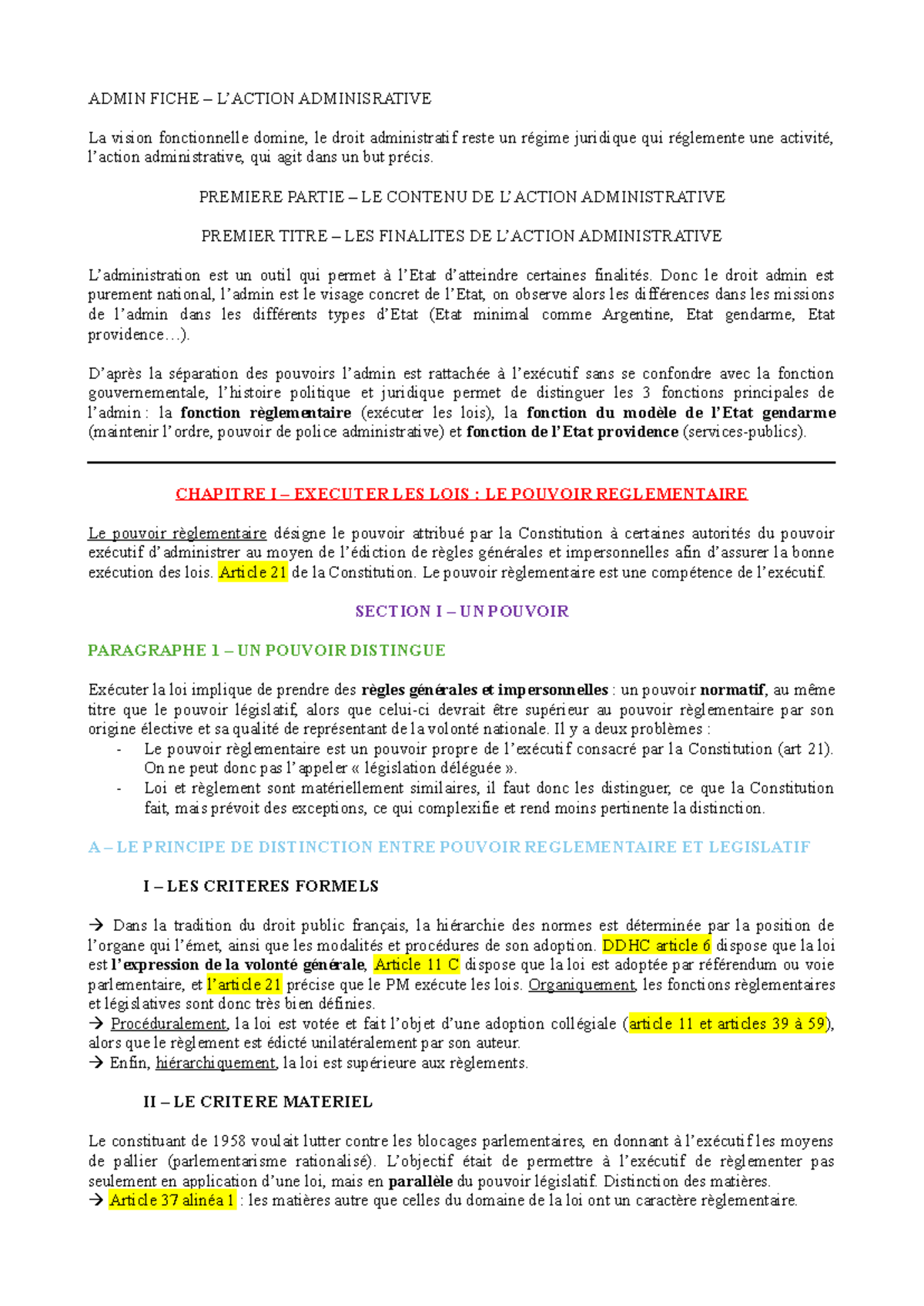 ADMIN FICHE ADMINISTRATIVE : Les Finalités et Pouvoirs du Droit ...