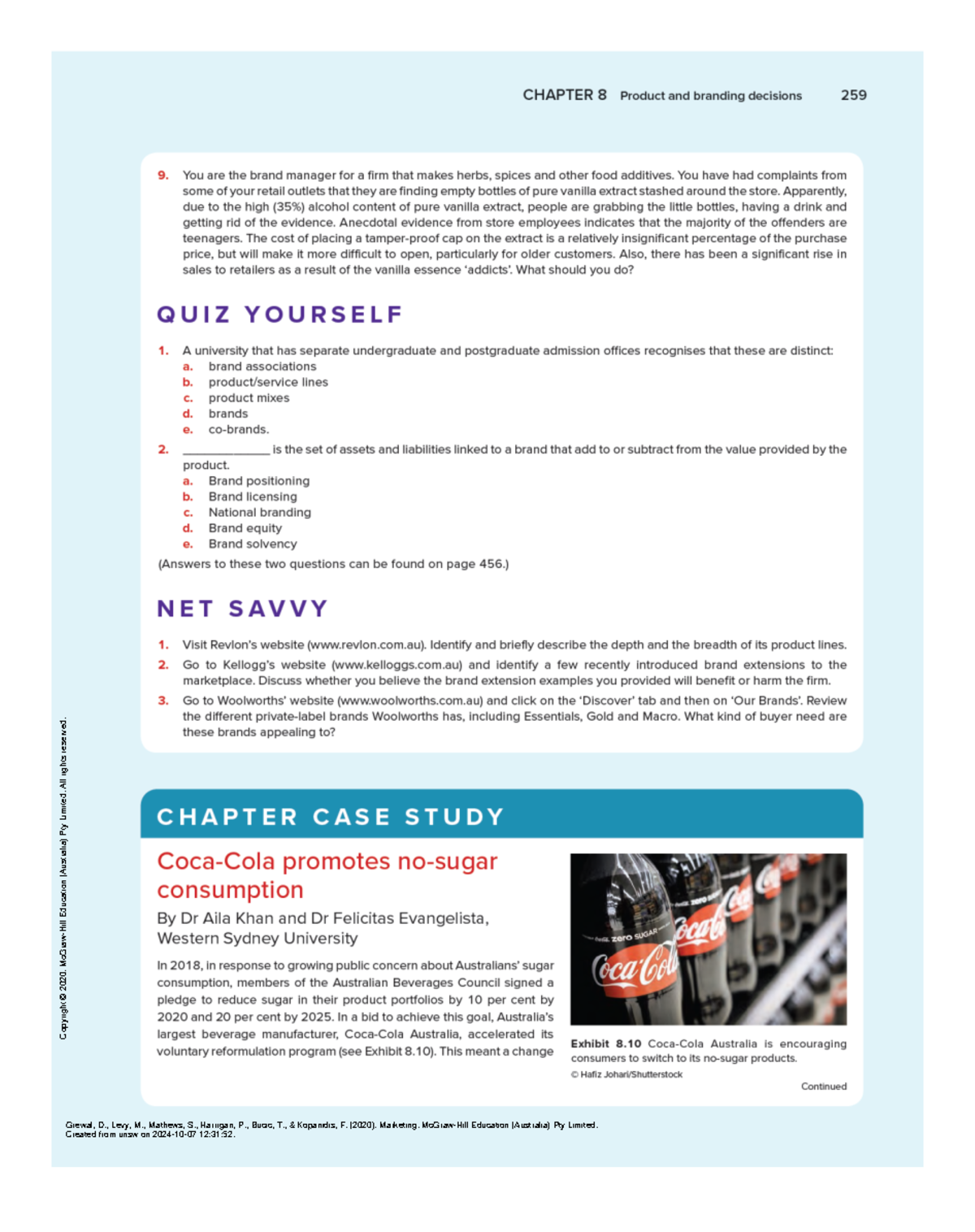 Coca-Cola Case Study - MARK1012 - Grewal, D., Levy, M., Mathews, S ...