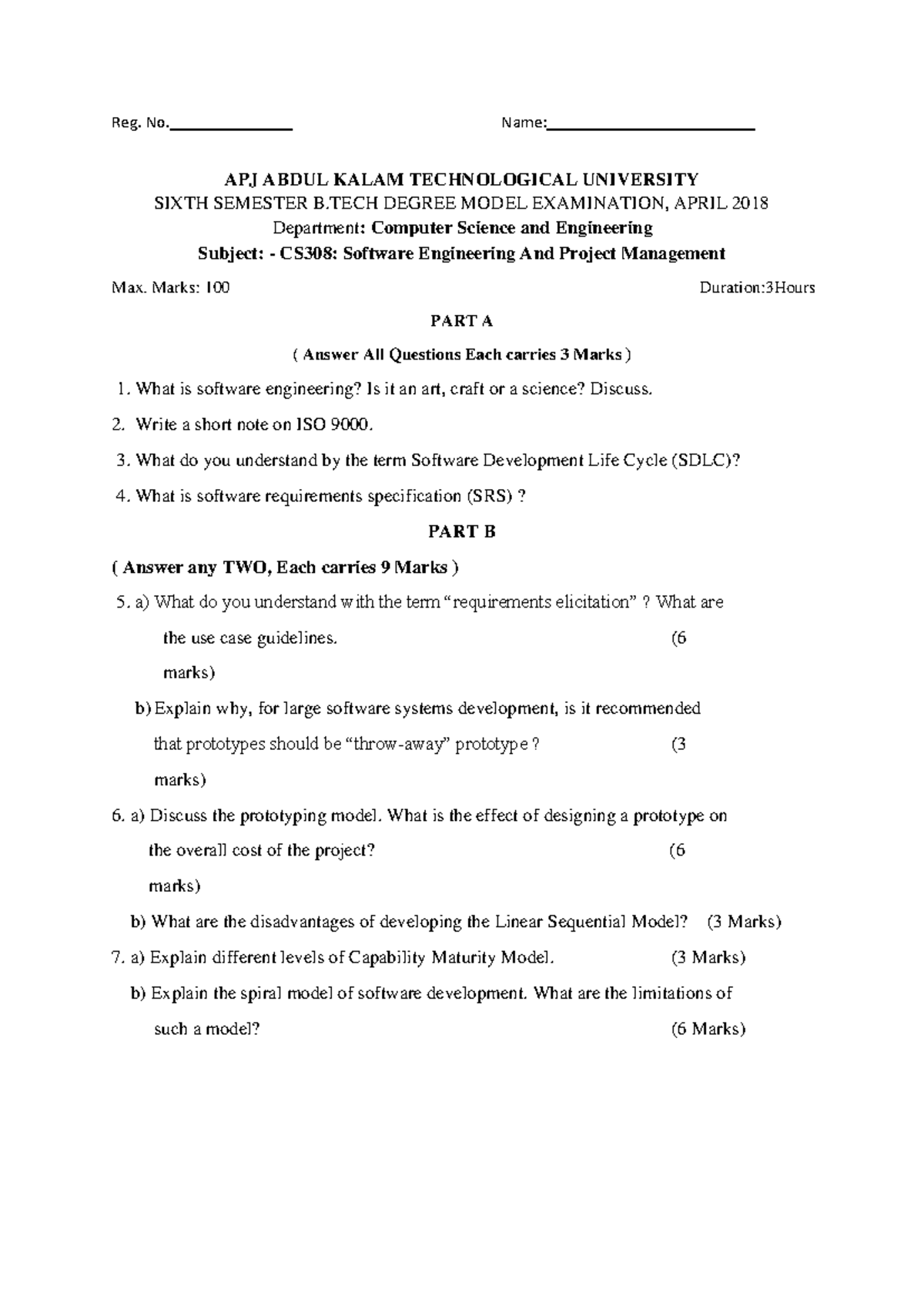 CS308 Final Exam Q&A: Software Engineering & Project Management - Studocu