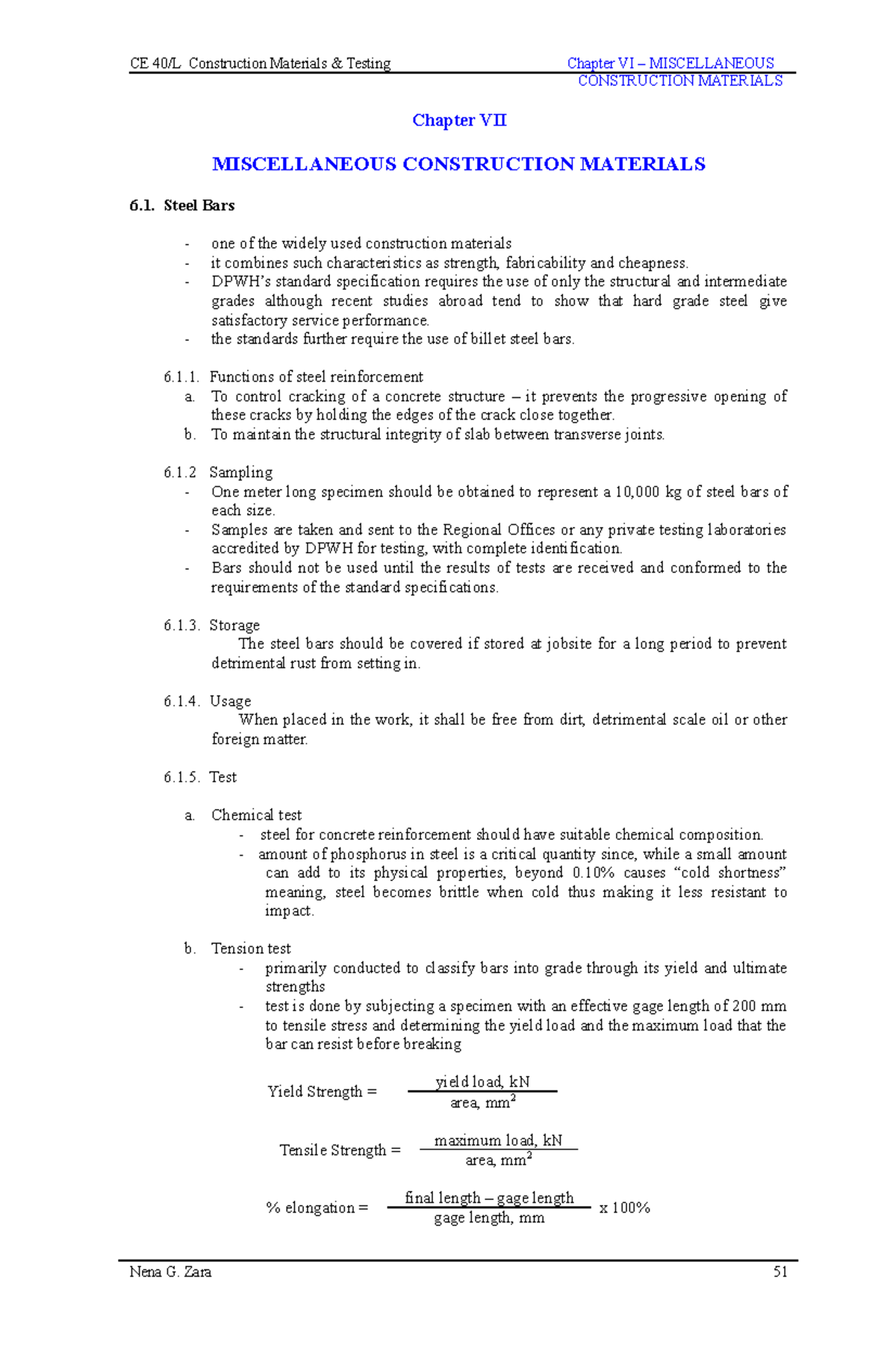 Miscellaneous- Concrete - CONSTRUCTION MATERIALS Chapter VII ...