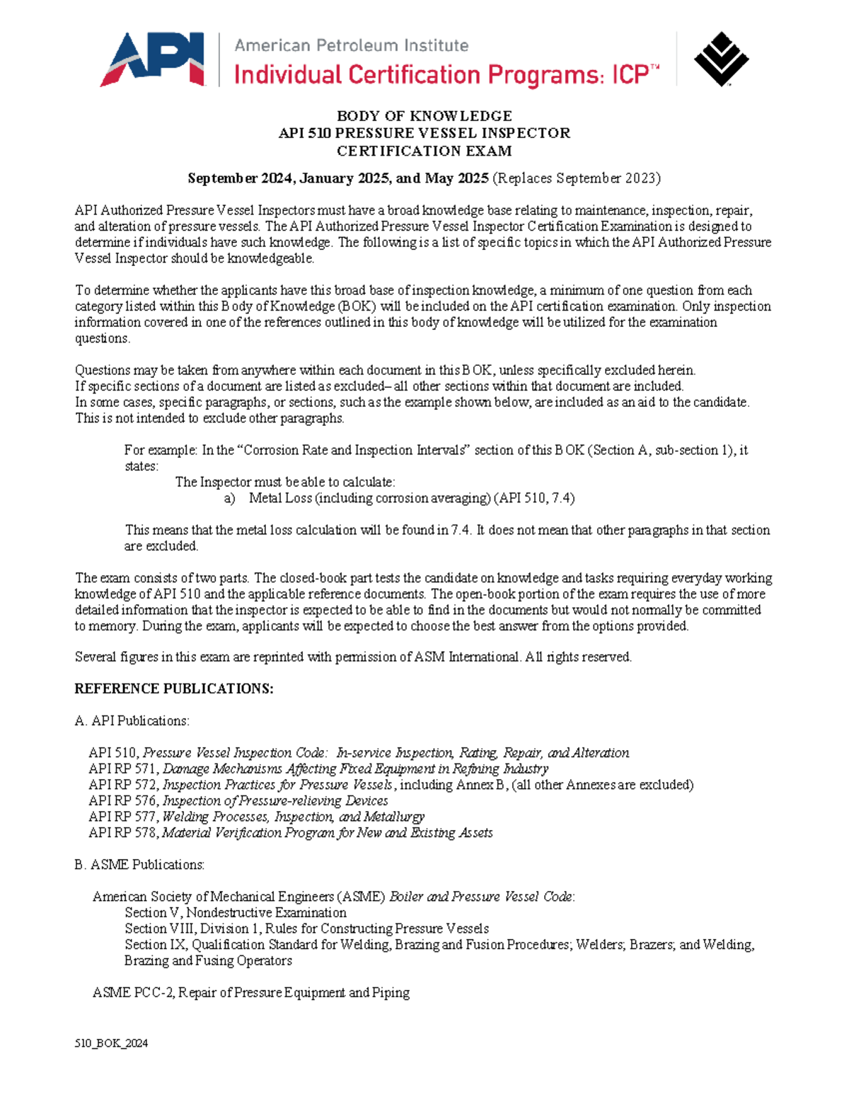 BOK 510 Final Exam - Body of Knowledge for API 510 Certification 2024 - Studocu